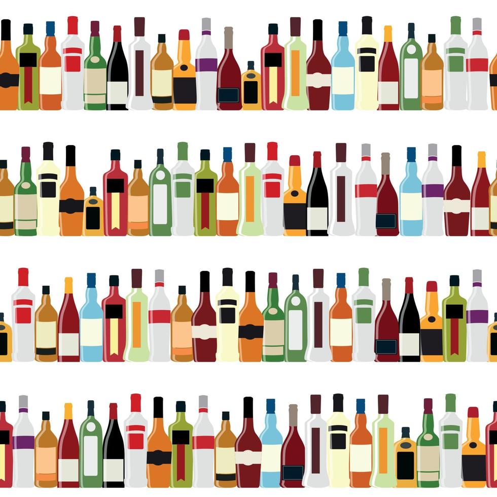 Vector Illustration of Silhouette Alcohol Bottle Seamless Pattern Background 4545798 Vector Art ...