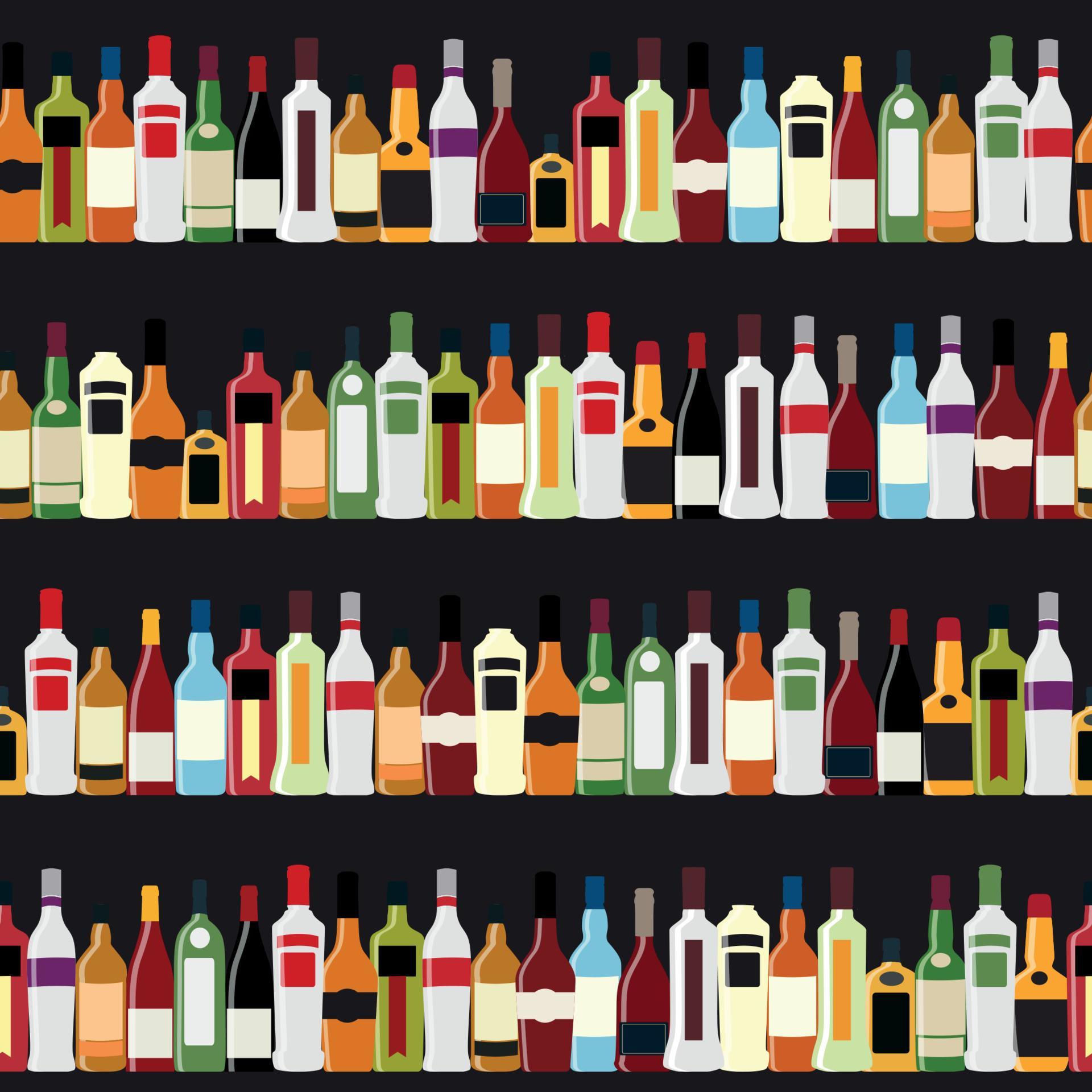 Vector Illustration of Silhouette Alcohol Bottle Seamless Pattern Background 4545806 Vector Art ...