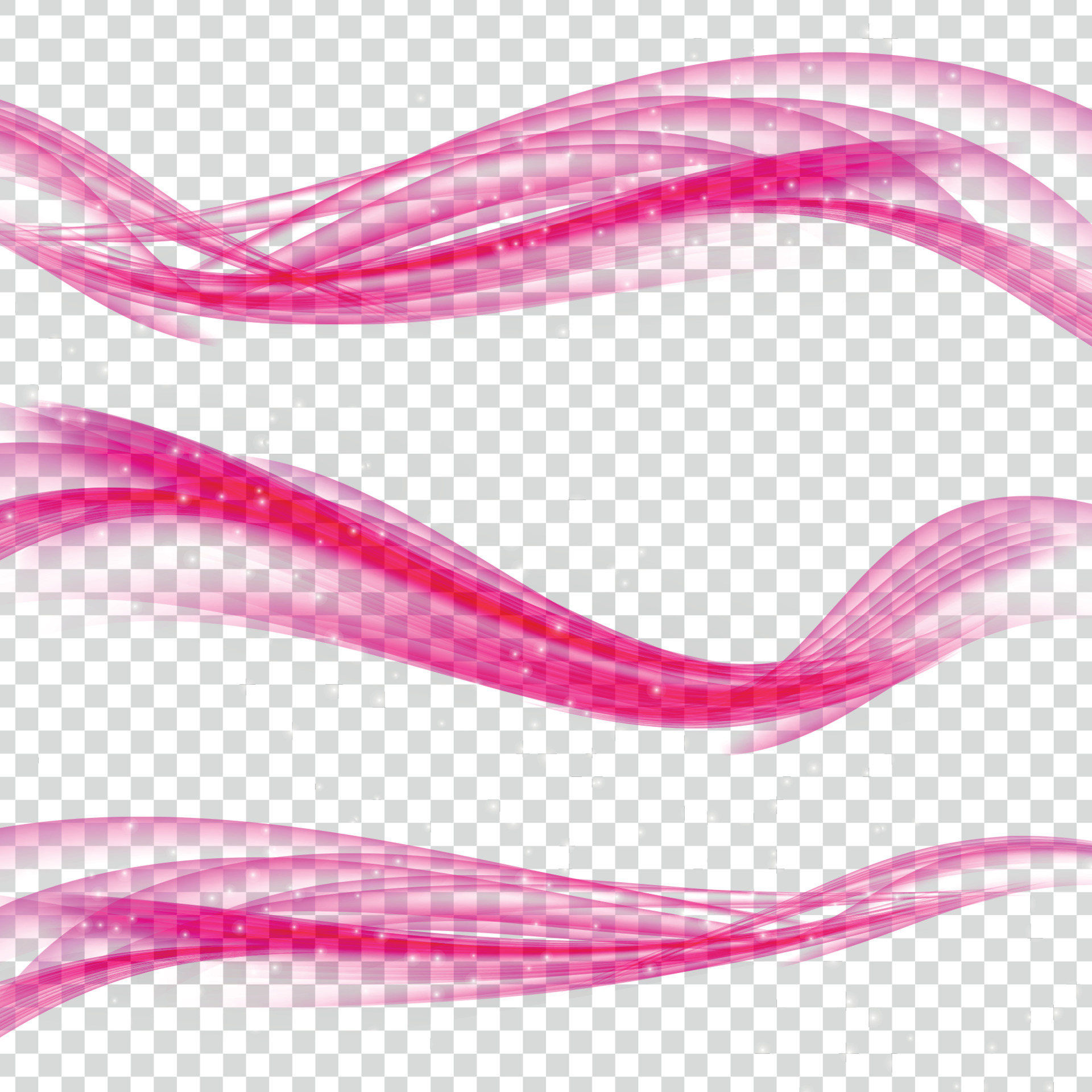 Abstract Pink Wave Set on Transparent Background. Vector Illustration ...