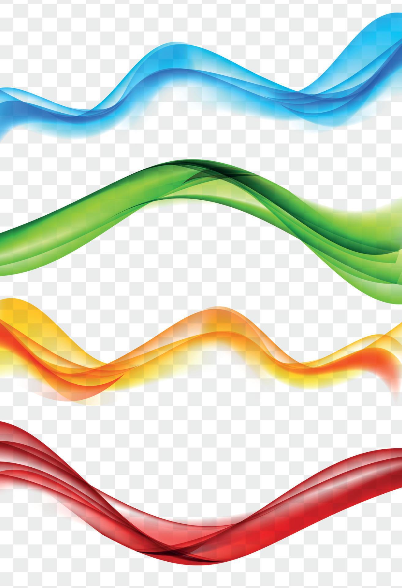 Abstract Colored Wave Set on Transparent Background. Vector ...