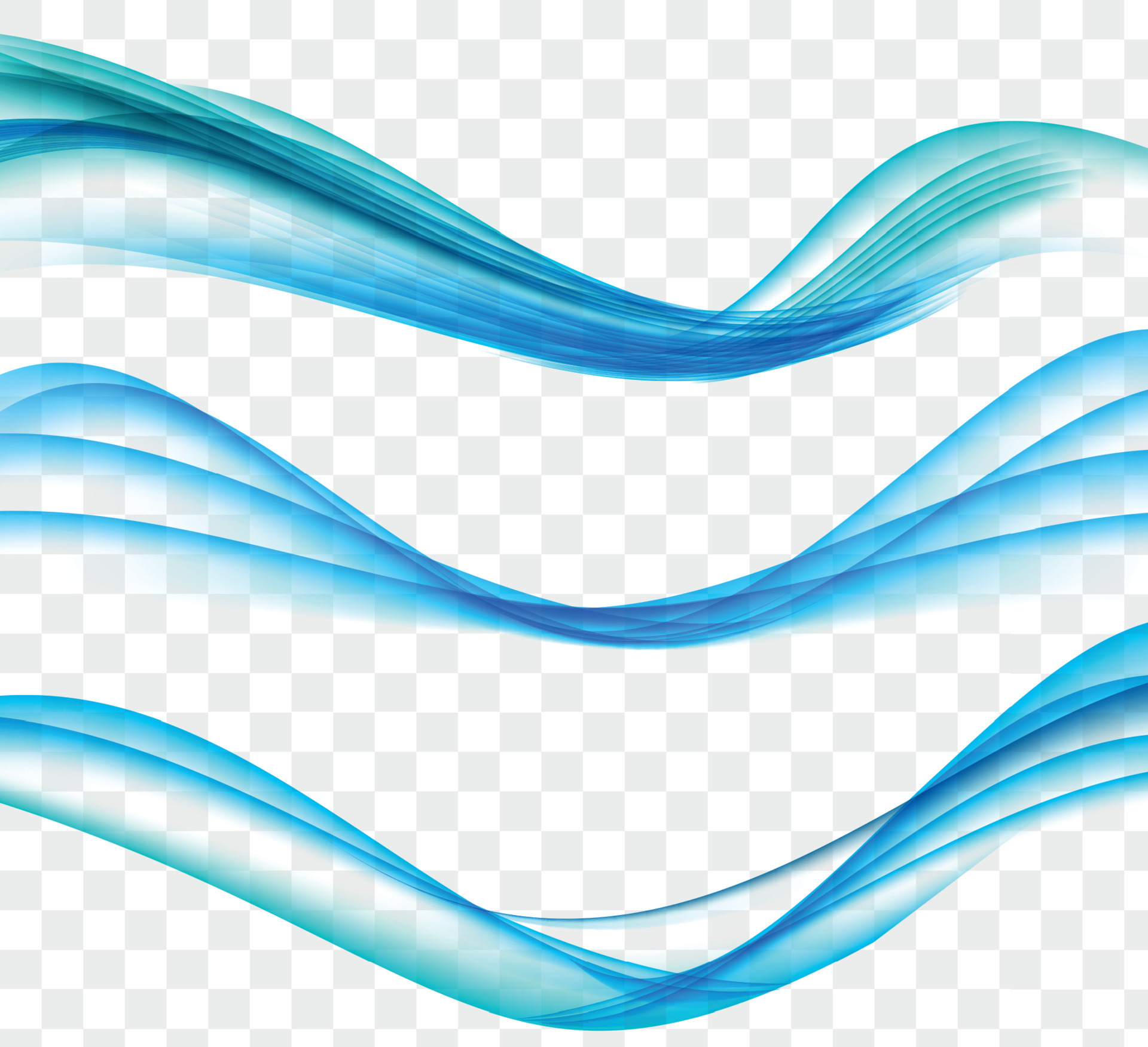 Abstract Blue Wave Set on Transparent Background. Vector Illustration ...