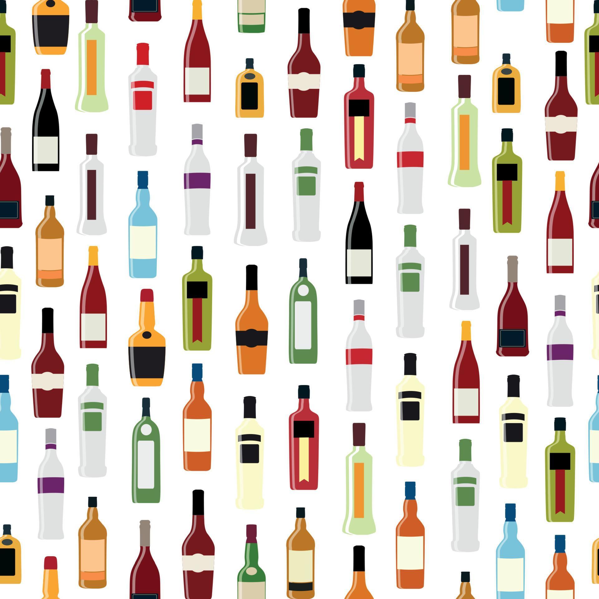 Vector Illustration of Silhouette Alcohol Bottle Seamless Pattern Background 4546676 Vector Art ...