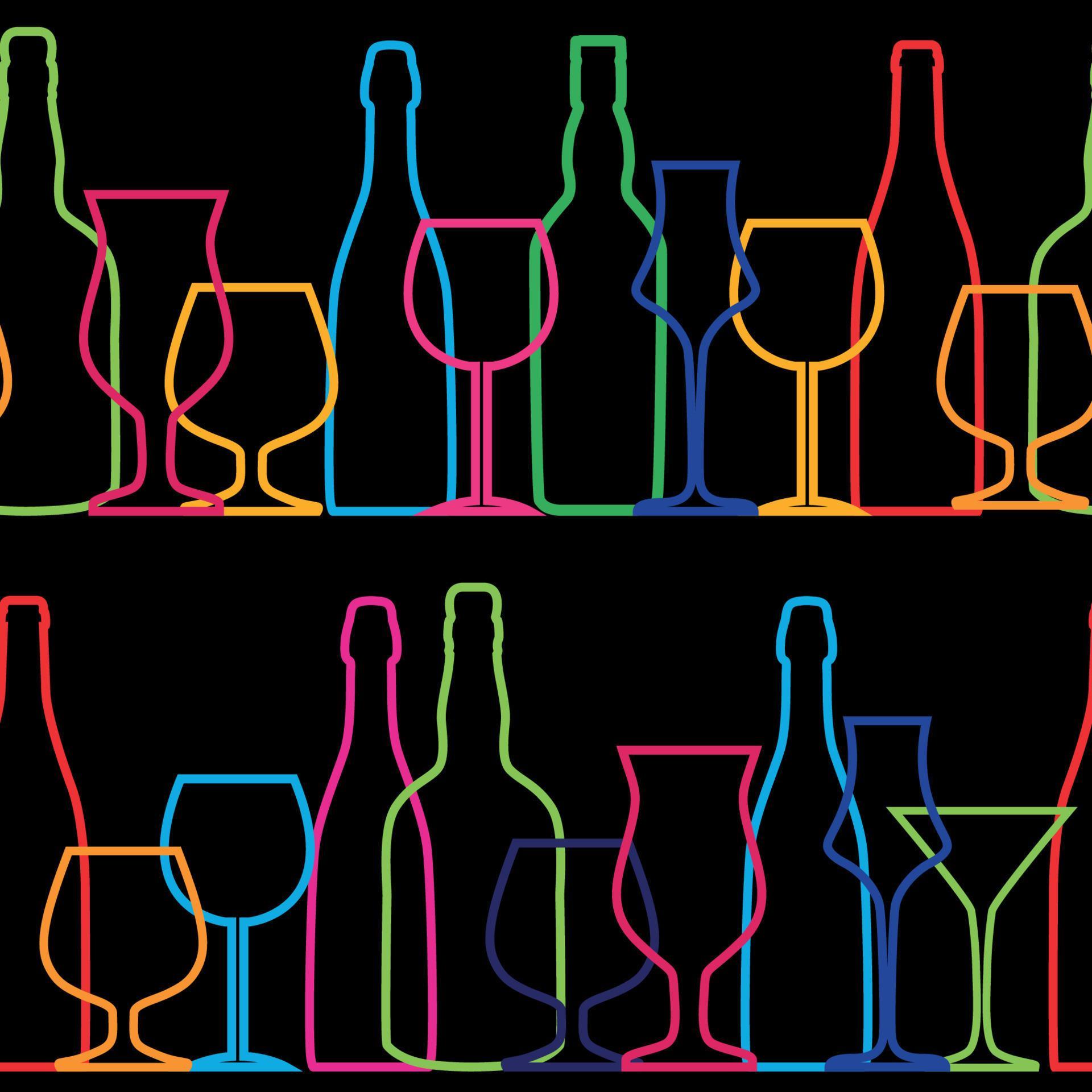 Vector Illustration of Silhouette Alcohol Bottle Seamless Pattern Background 4549727 Vector Art ...