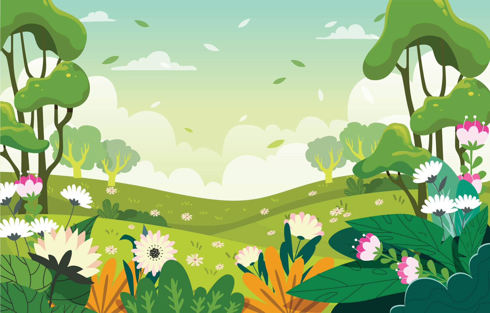 Spring Landscape Background 4552892 Vector Art at Vecteezy