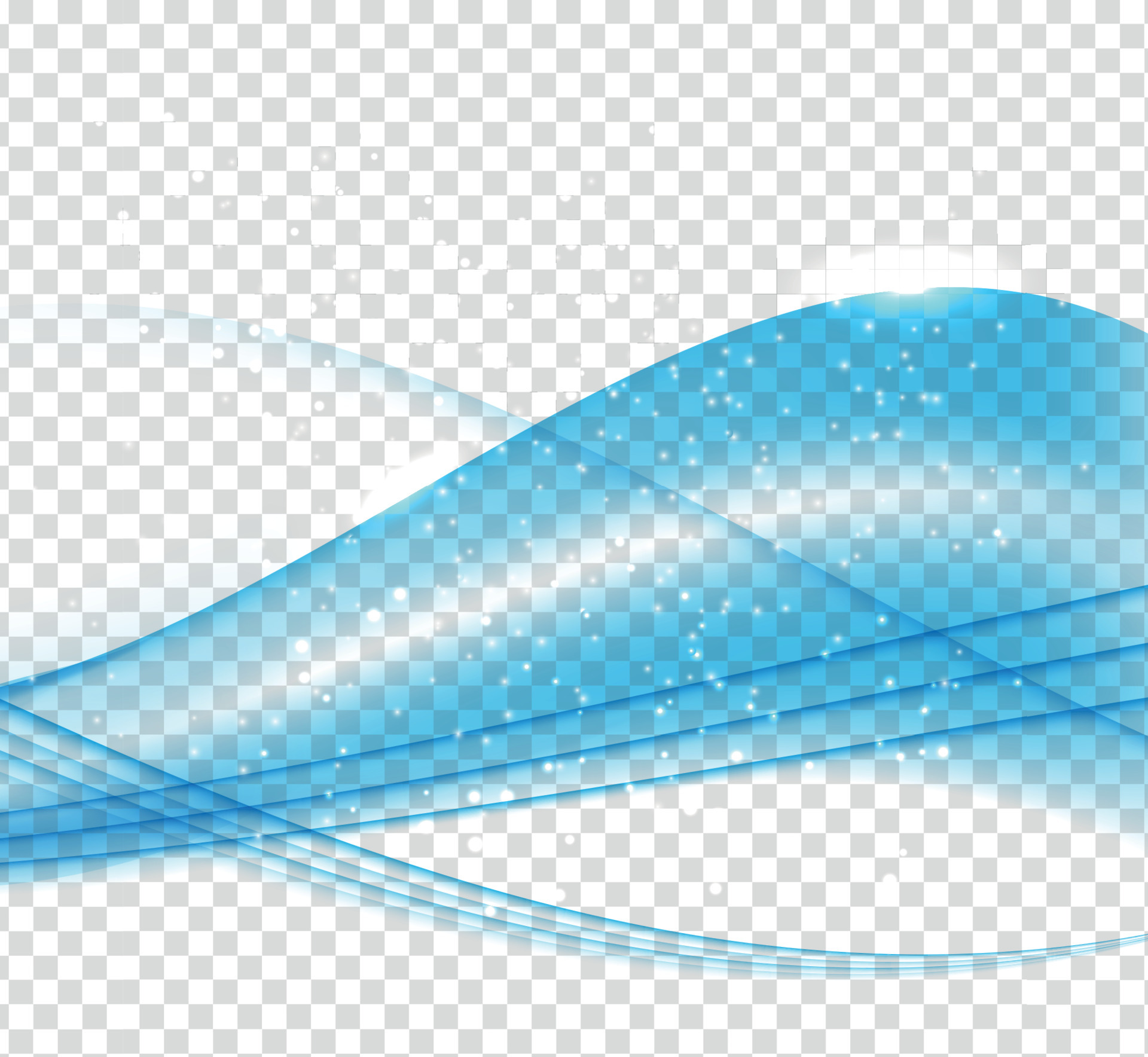 Abstract Blue Wave Set on Transparent Background. Vector Illustration ...