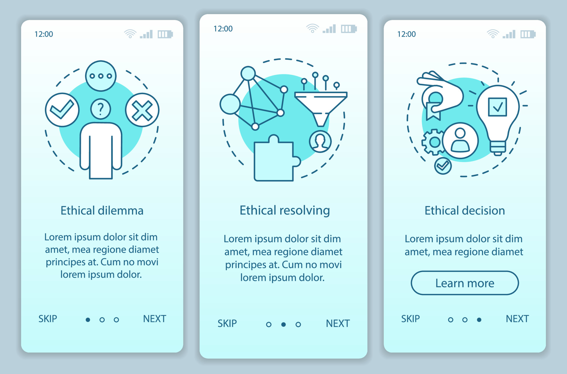 Ethical Resolving Onboarding Mobile App Page Screen Vector Template