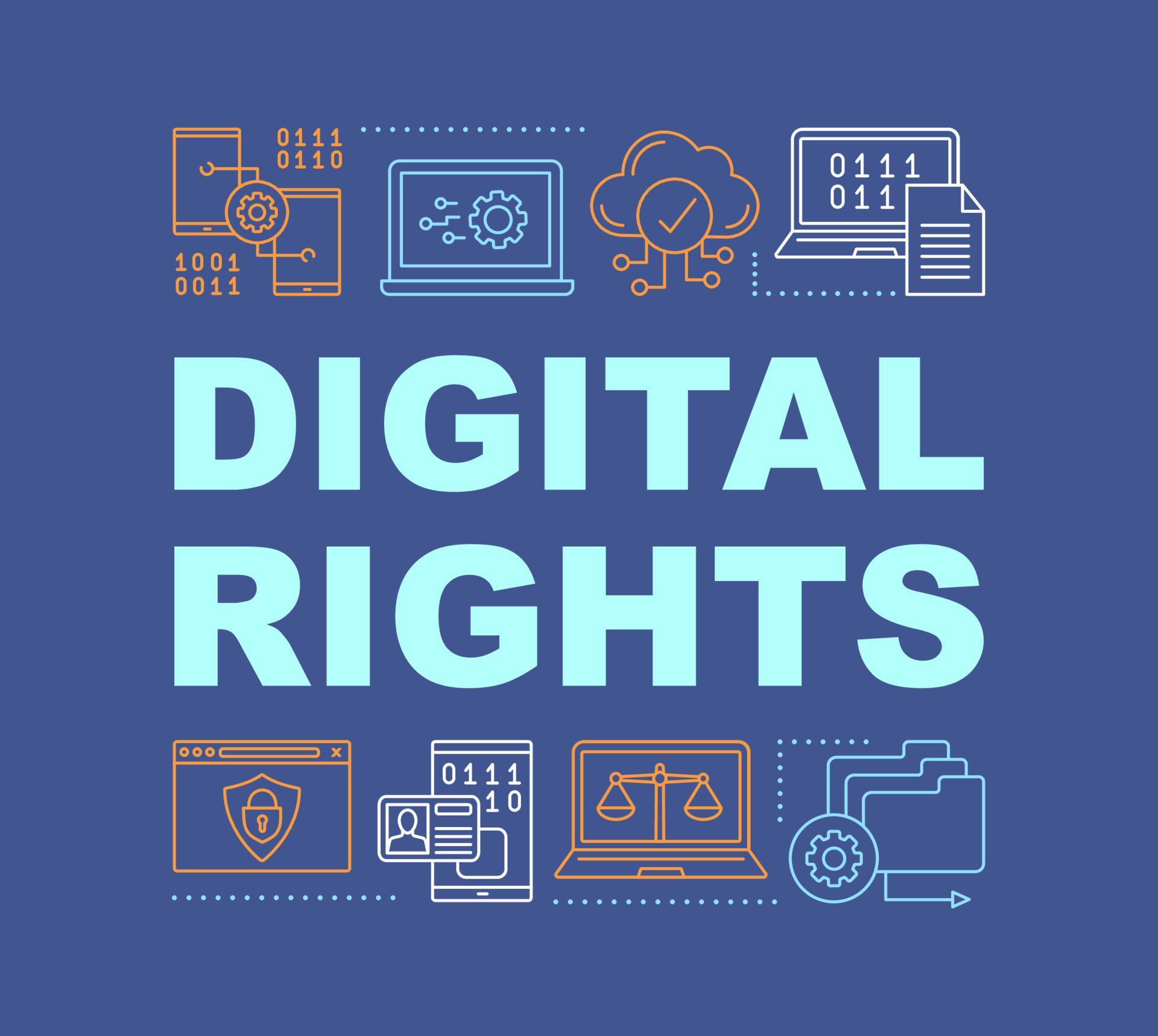 Digital rights word concepts banner. Cyber security. Internet privacy ...