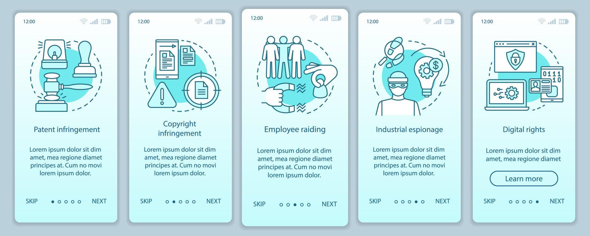 Ethical Issues Onboarding Mobile App Page Screen Vector Template