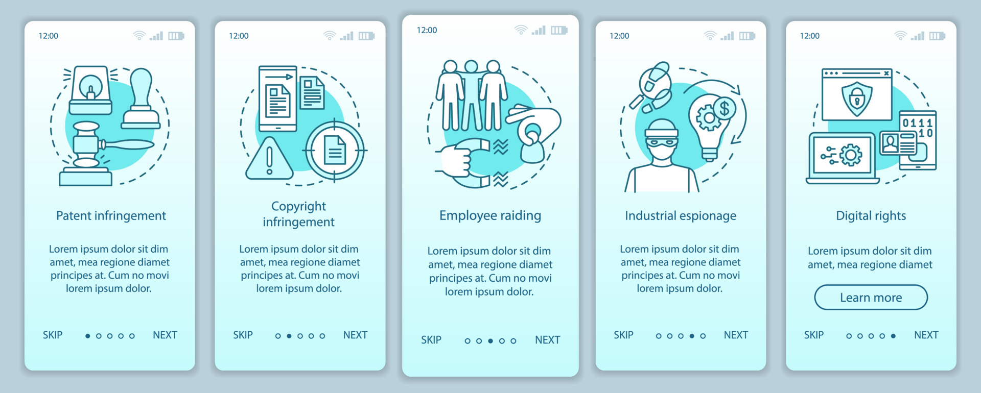 Ethical Issues Onboarding Mobile App Page Screen Vector Template