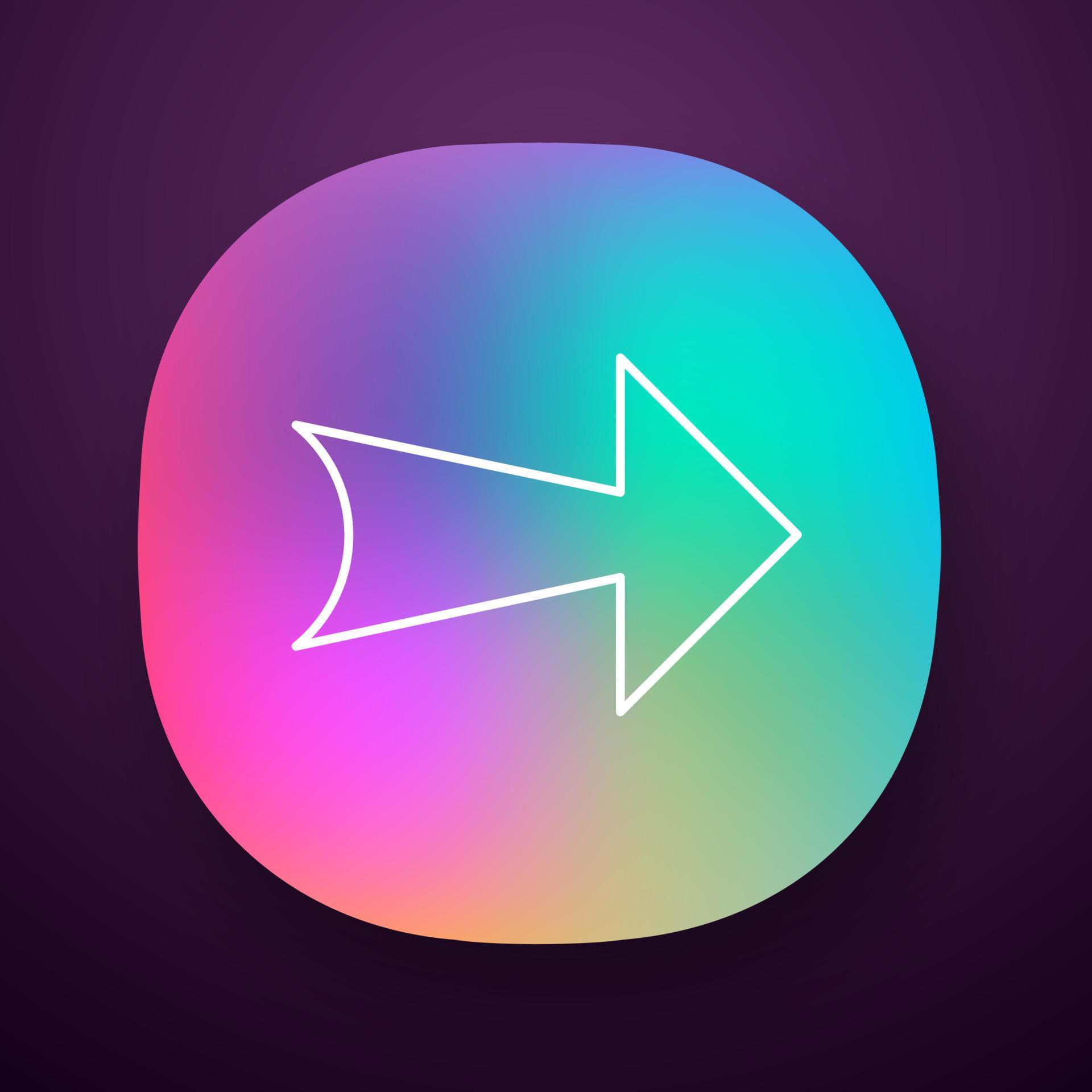 Wide arrow app icon. Rightward route. Arrowhead indexer. Next. Navigation pointer, indicator ...