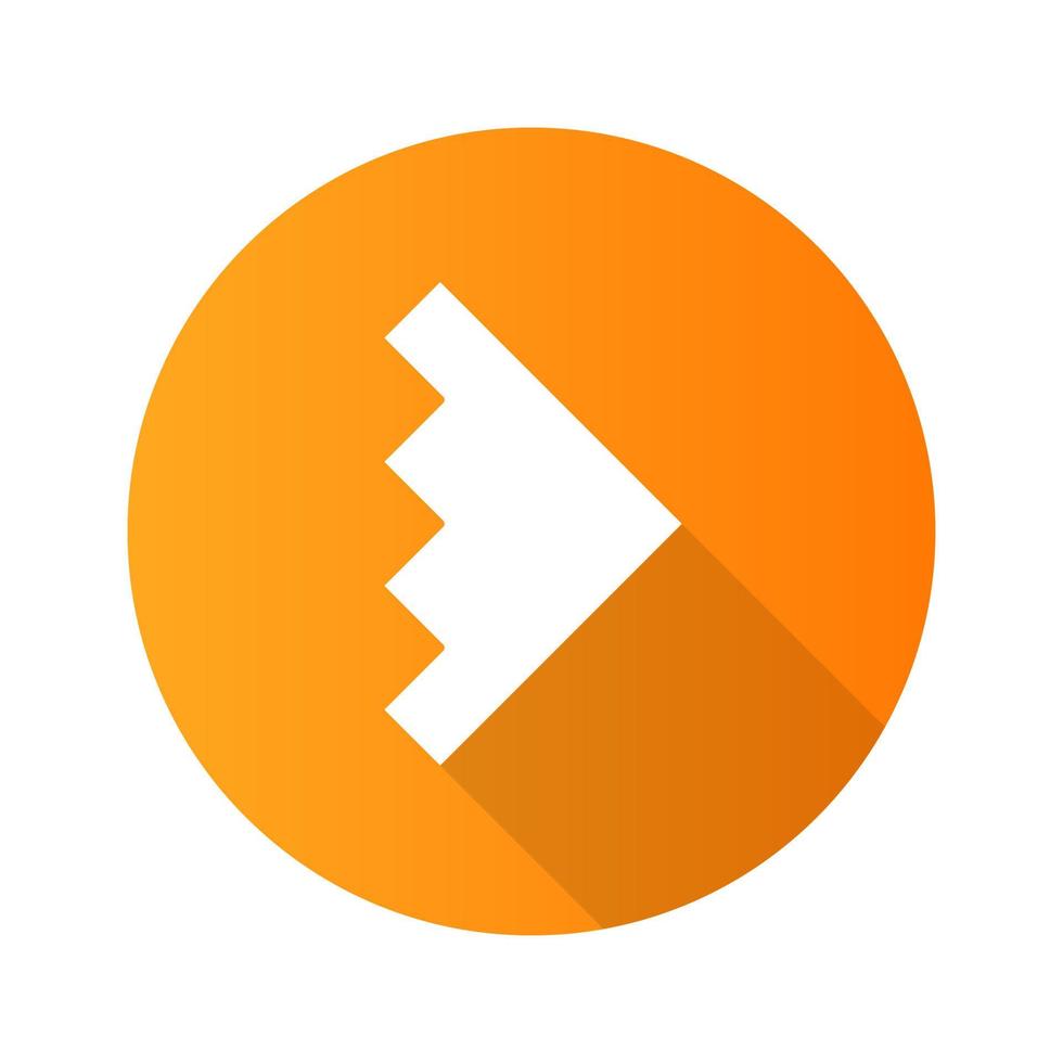Rightward arrowhead flat design long shadow glyph icon. Forward triangular arrow. Navigation ...