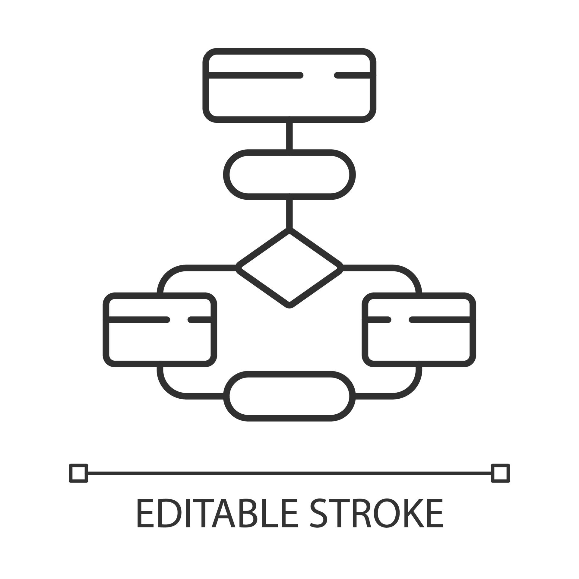 Flow Diagram Linear Icon Flowchart Process Visualization Problem Solving Stages Algorithm