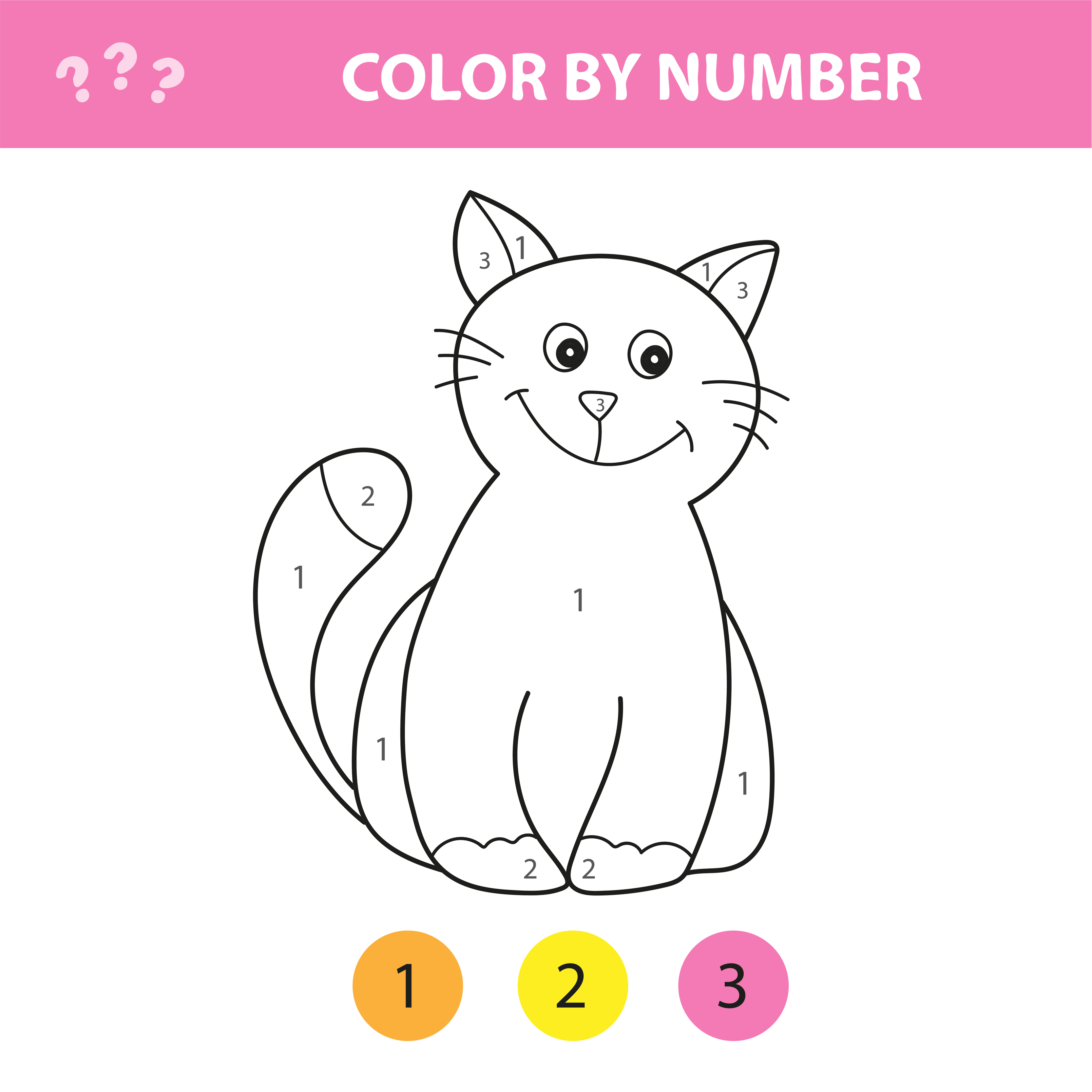 Cat Painting Page Color By Numbers Worksheet For Education Game cat-painting-page-color-by-numbers-worksheet-for-education-game