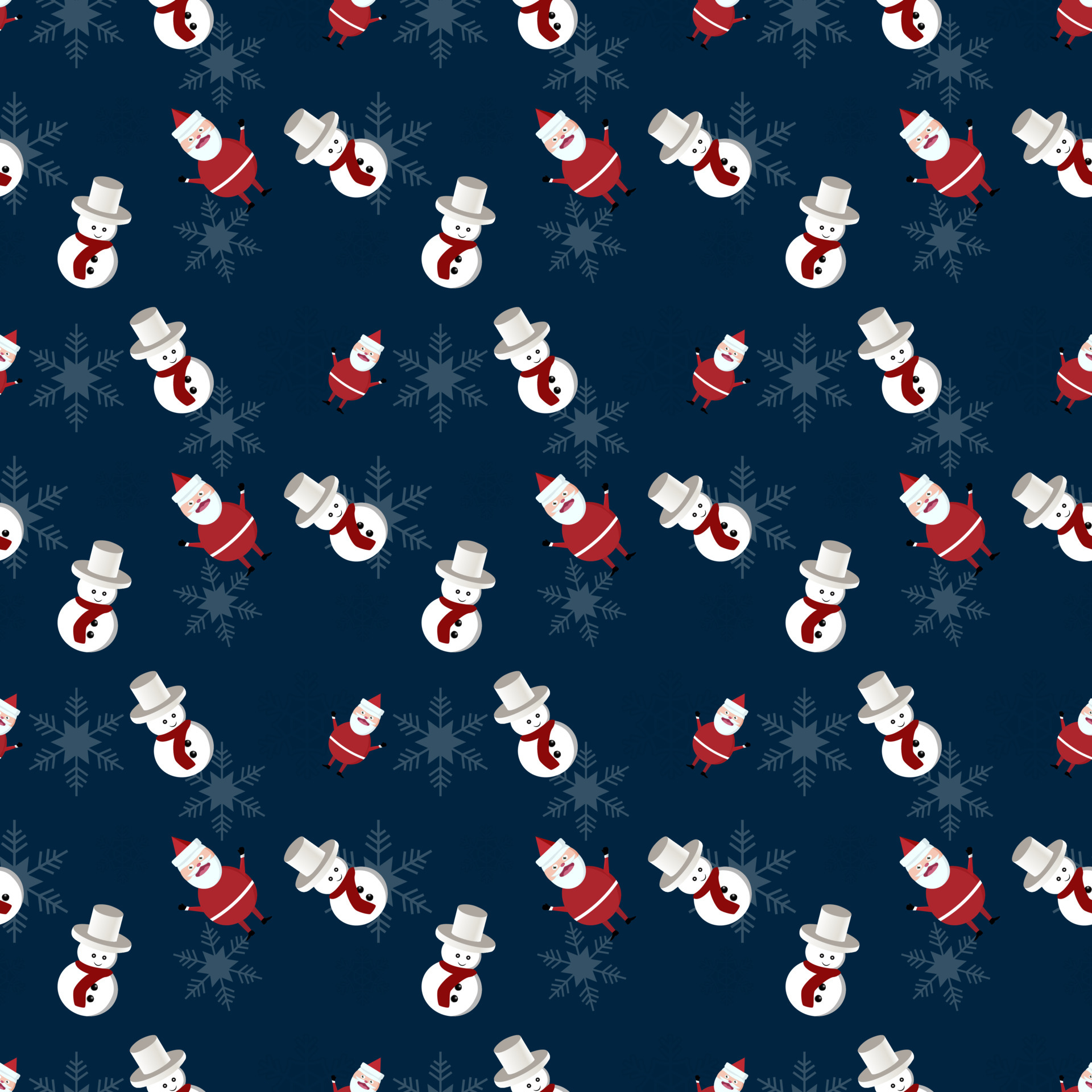 Christmas theme vector repeat pattern created with objects like Santa ...