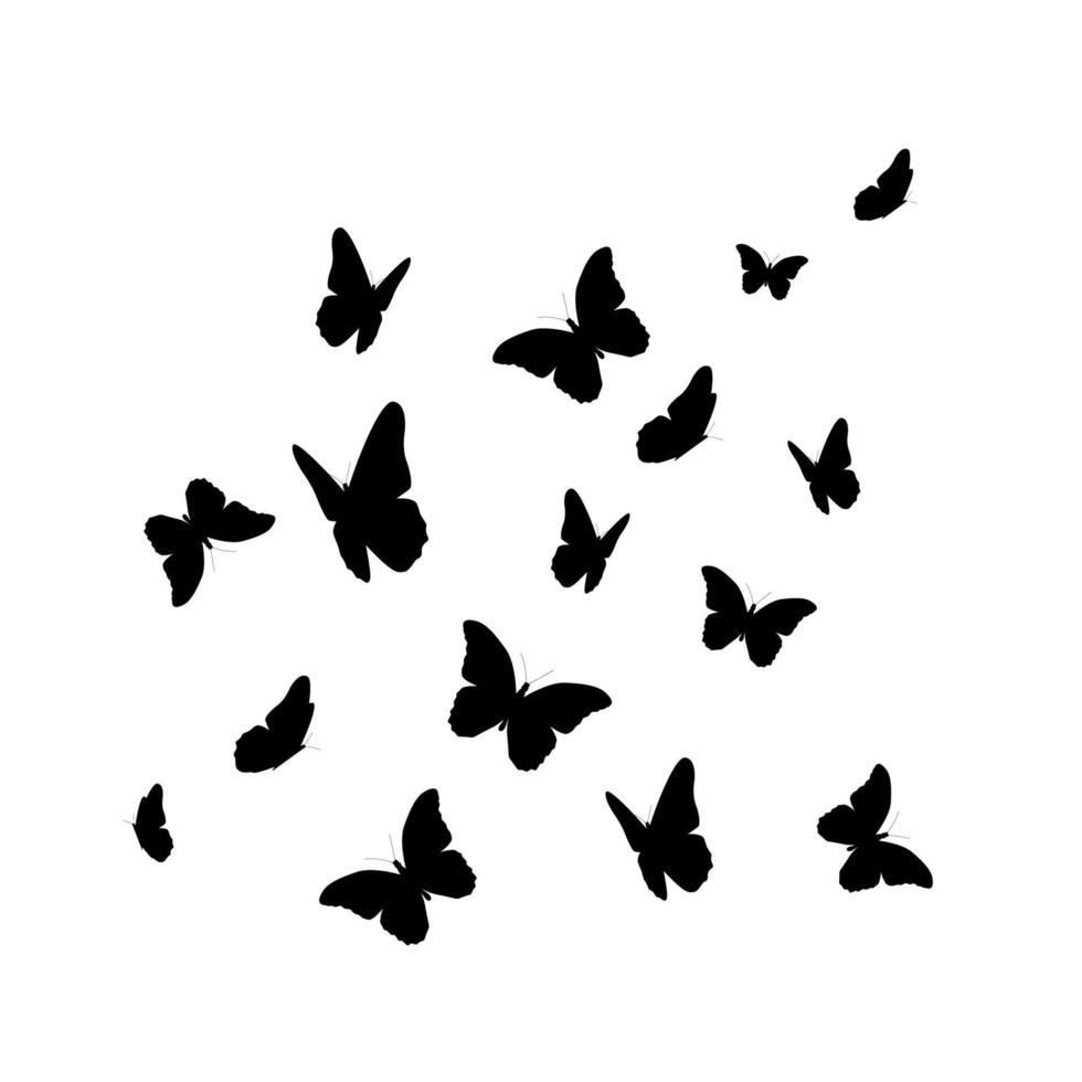 Beautifil Butterfly Silhouette Isolated On White Background Vector