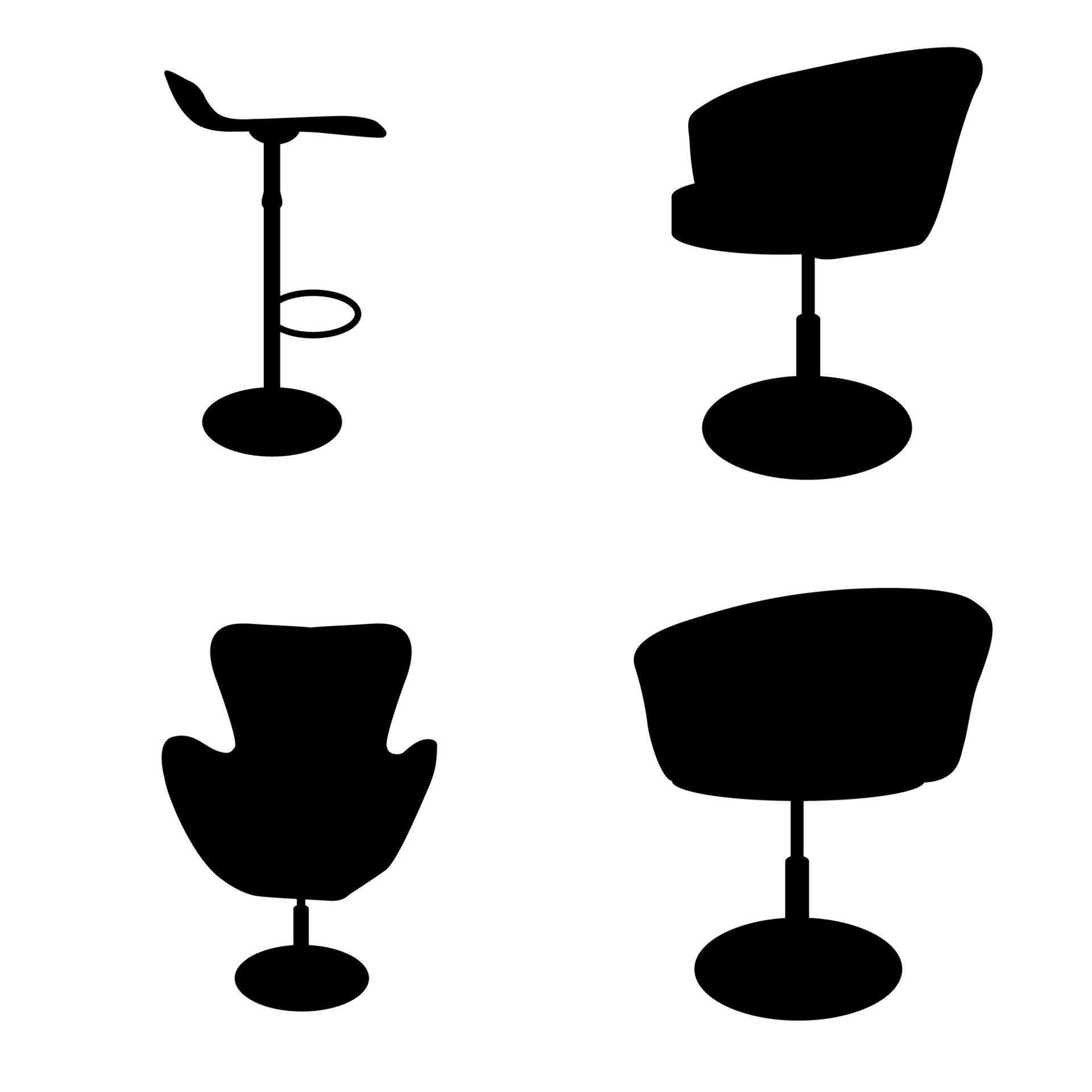 Set Of Modern And Antique Furniture Comfortable Chairs And Bar Stool Vector Illustration