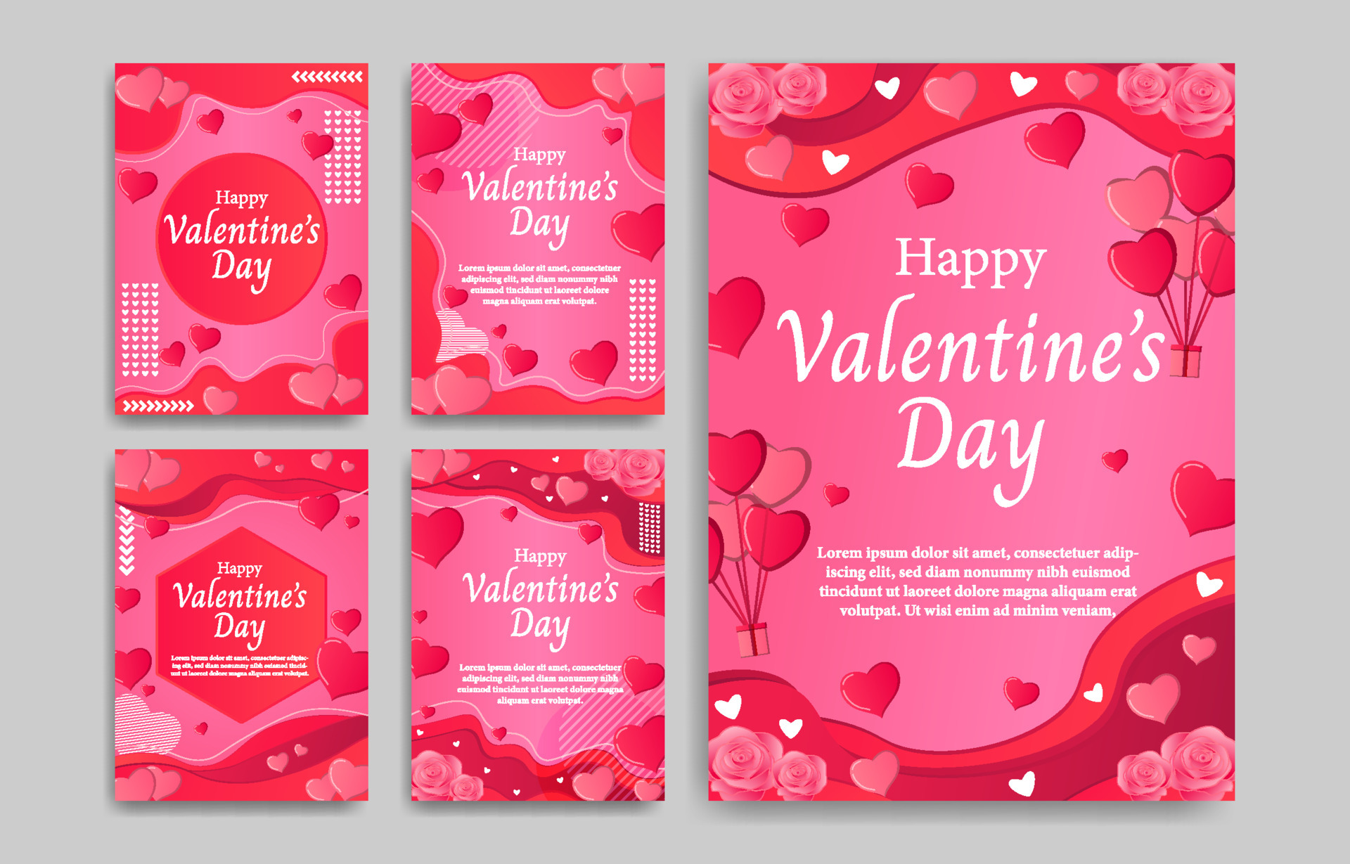 Set of Valentine's Day Cards 4567761 Vector Art at Vecteezy