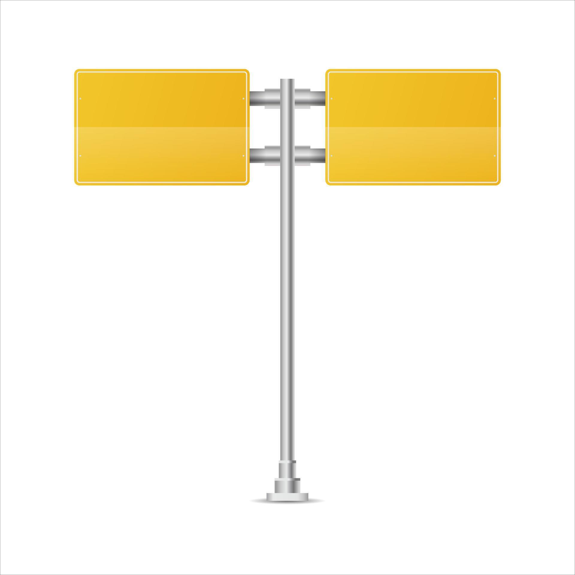 Realistic yellow street and road signs. City illustration vector ...