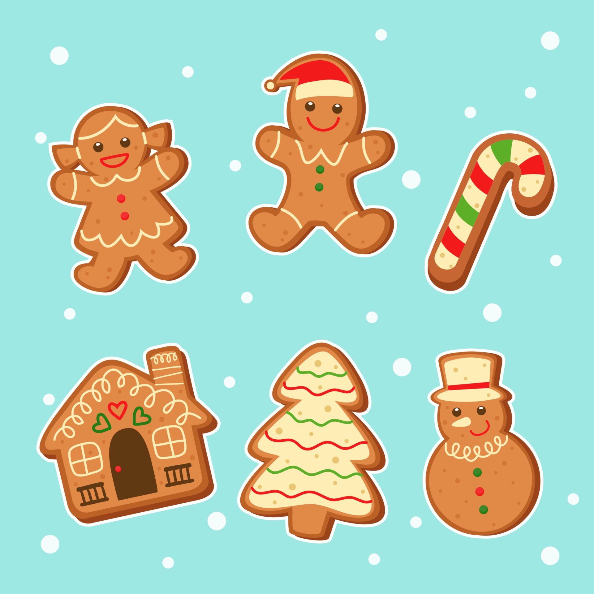 Cute Christmas Gingerbread Set 4569258 Vector Art at Vecteezy