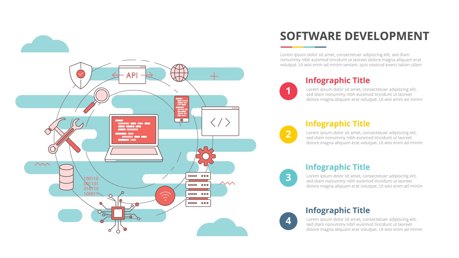 Software Development Concept For Infographic Template Banner With Four Point List Information