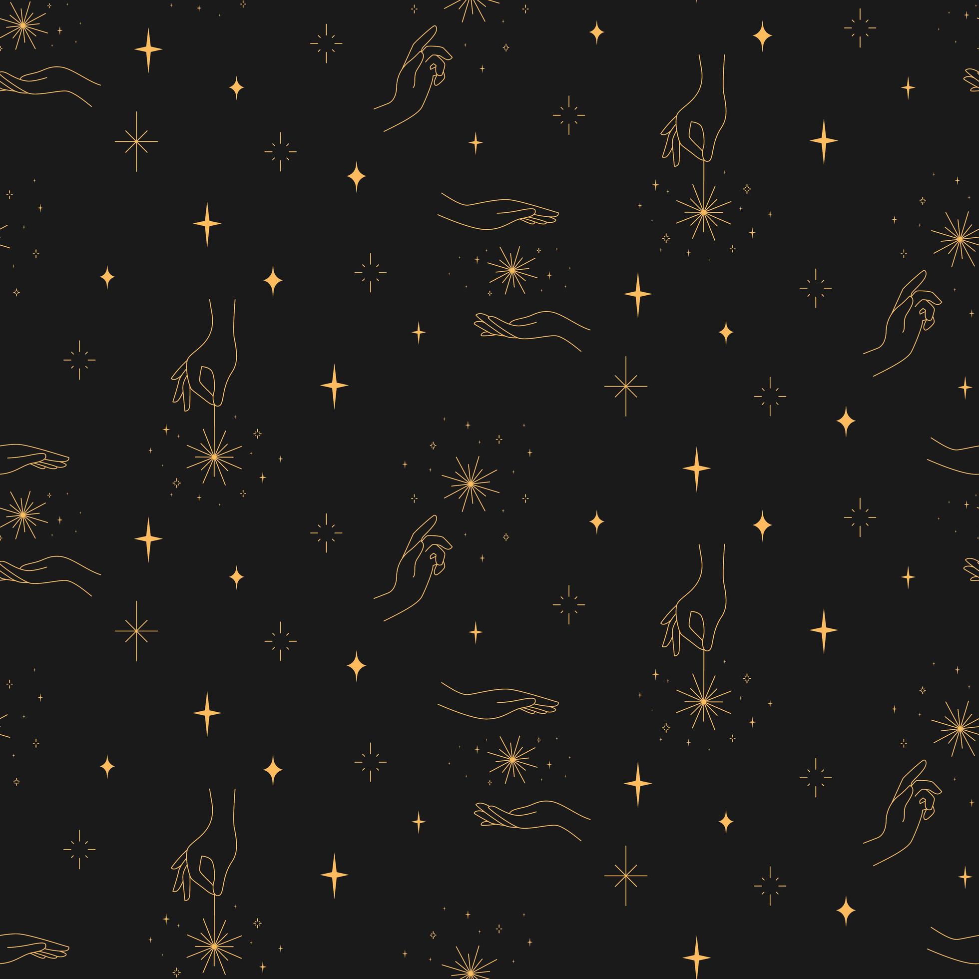 Celestial Seamless Pattern Hands And Stars 4571943 Vector Art At Vecteezy