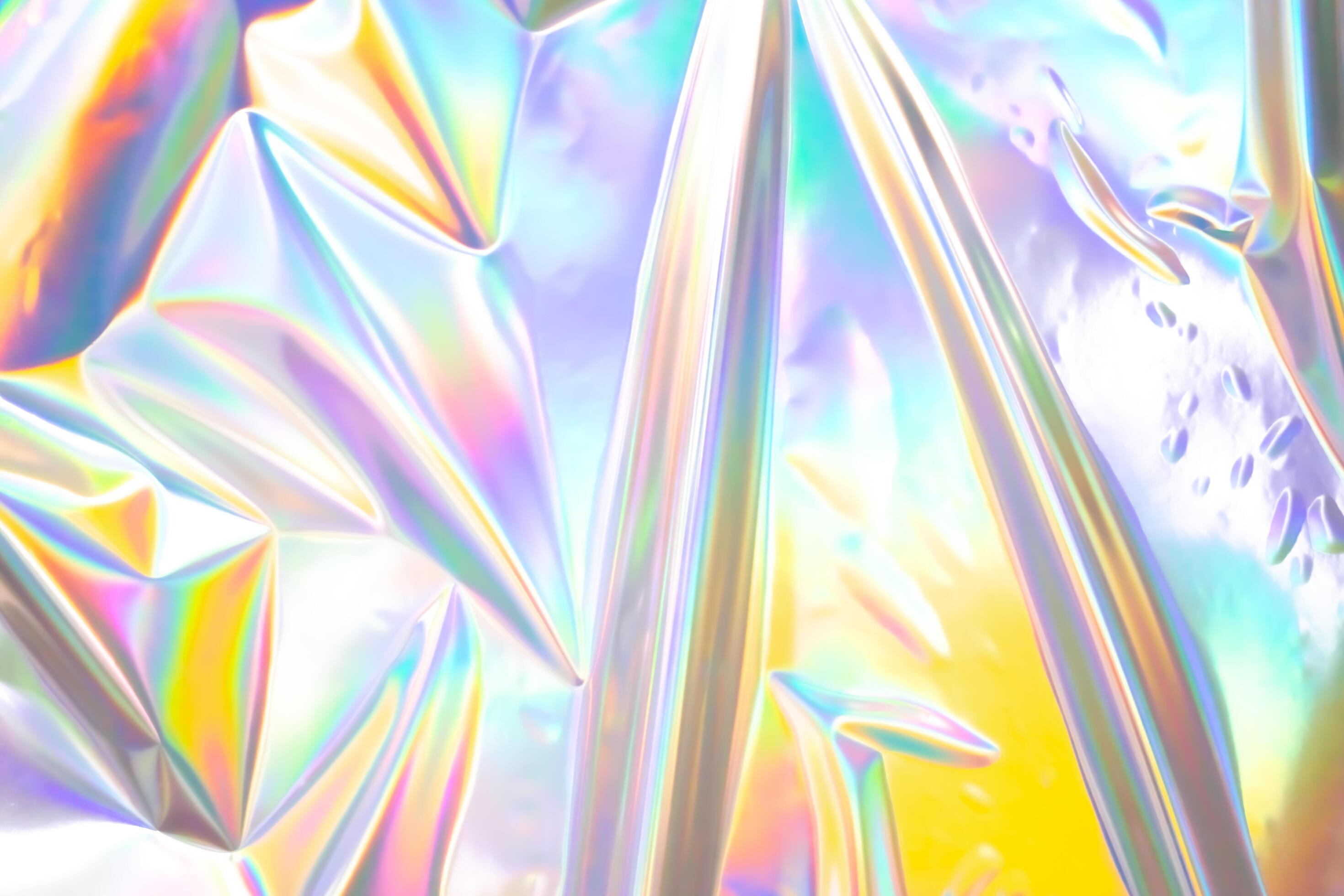 Glued colorful holographic background. Modern Rainbow foil for Texture ...