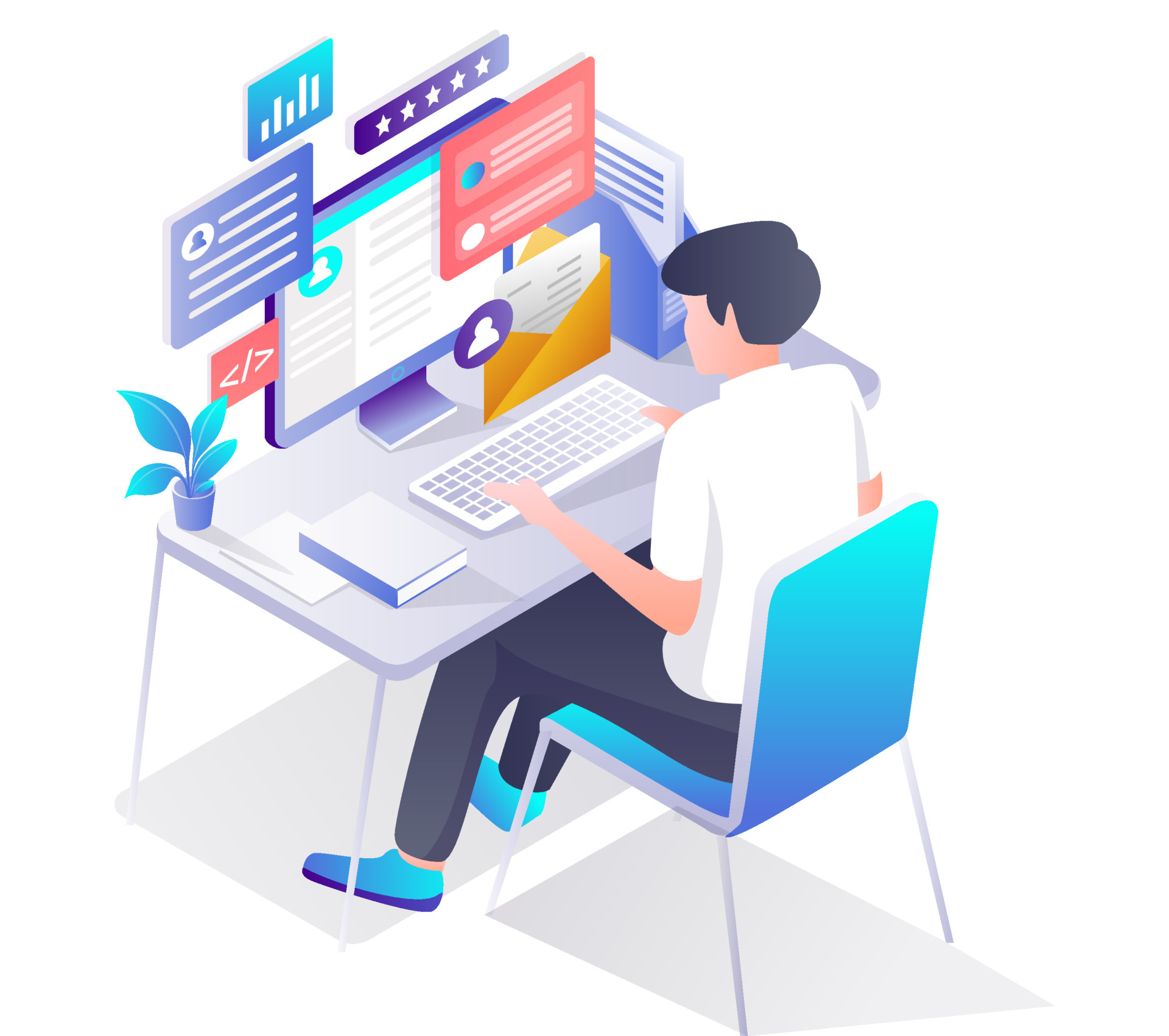 Man Working On Computer Vector Art, Icons, and Graphics for Free Download Man Working On Computer Vector Art, Icons, and Graphics for Free Download