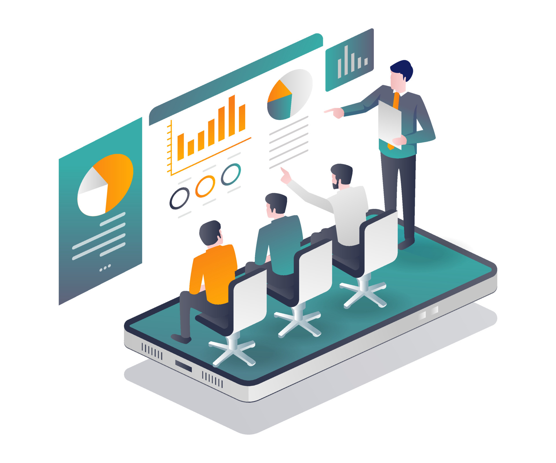 Isometric Illustration Concept Data Analysis And Online Presentation 4578968 Vector Art At Vecteezy