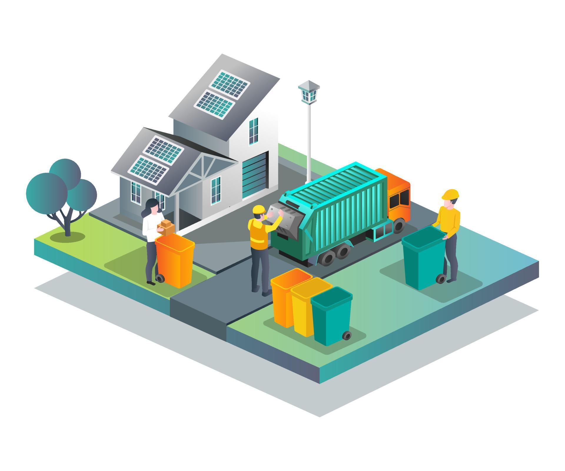 Garbage collection process at home 4579220 Vector Art at Vecteezy