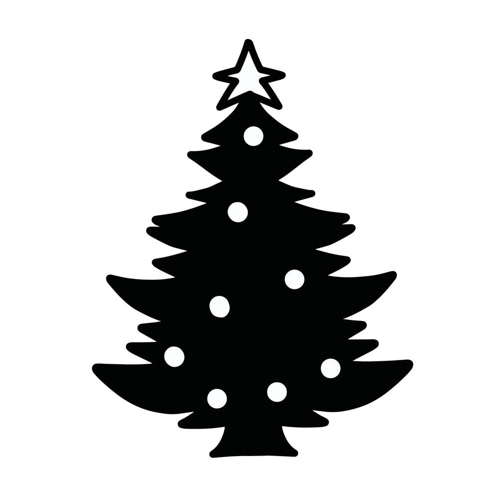 christmas tree black and white icon 4580137 Vector Art at Vecteezy