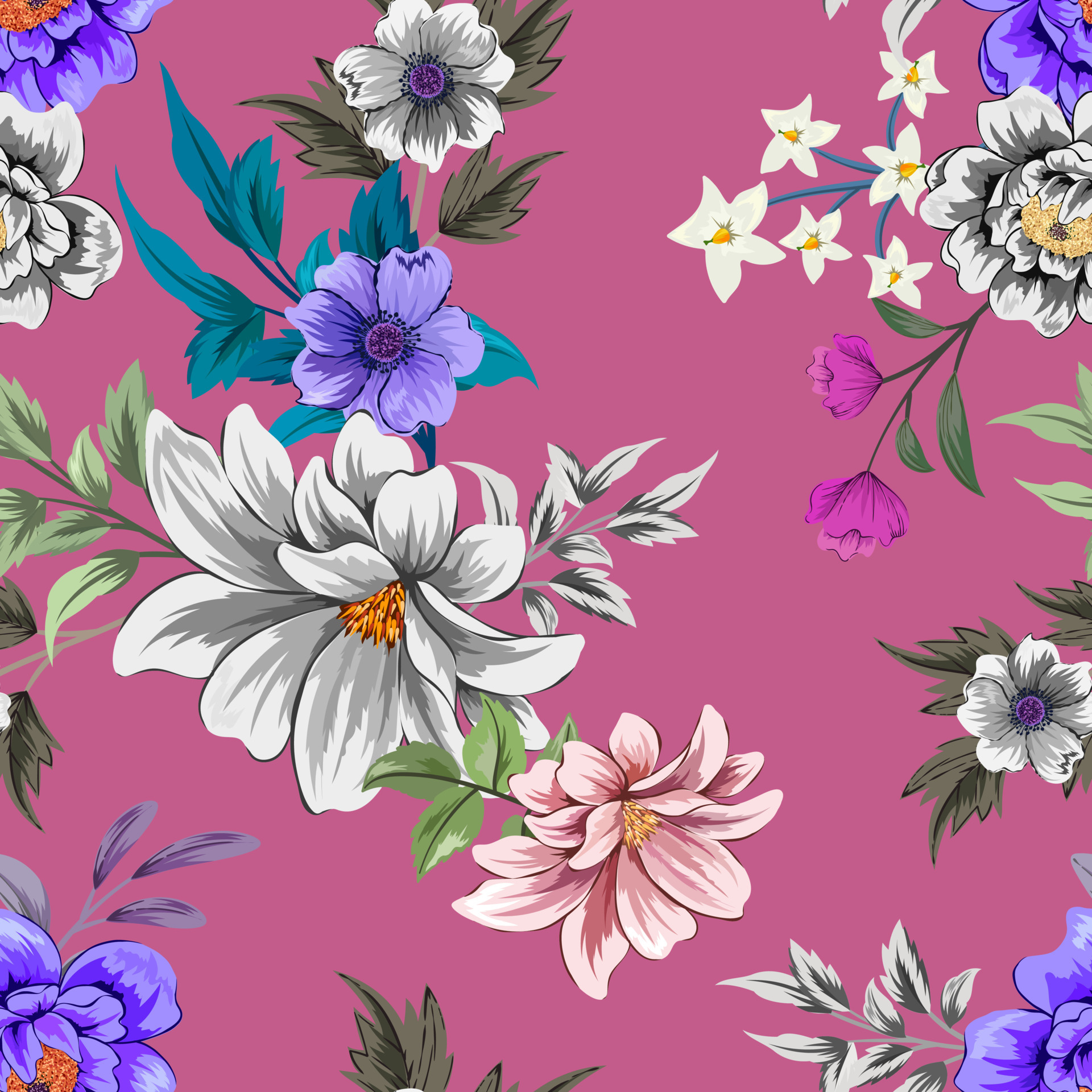 Elegant colorful seamless pattern with botanical floral design ...