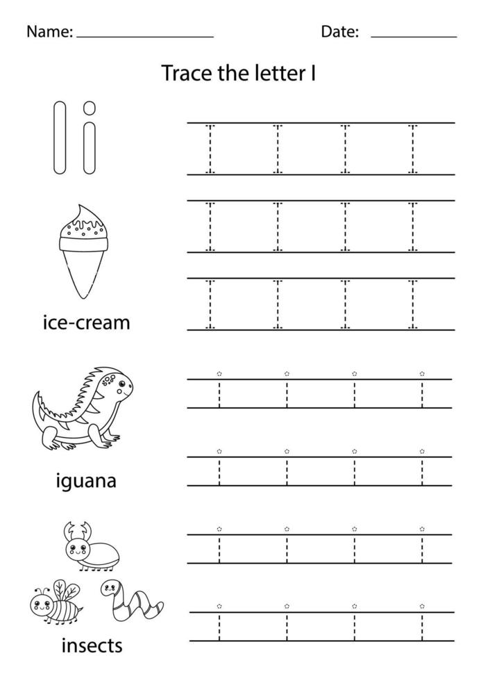 Learning English alphabet for kids. Letter I. 4582414 Vector Art at ...