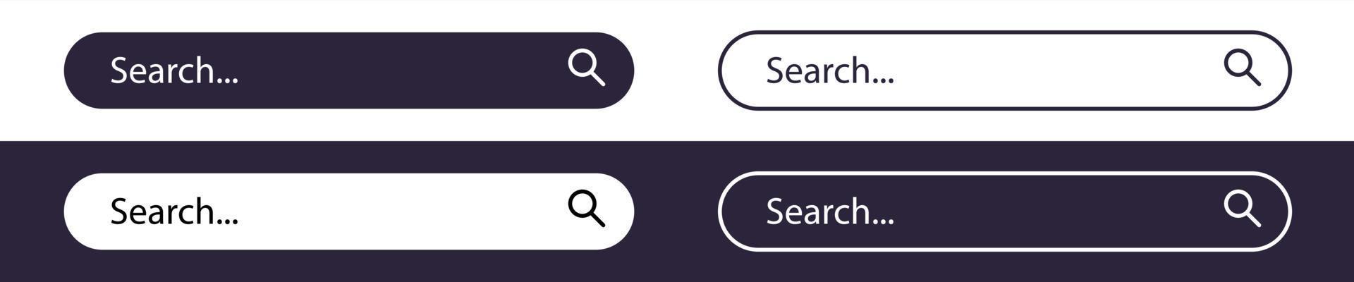 Search bar interface. Search boxes in line and flat design. Dark and ...