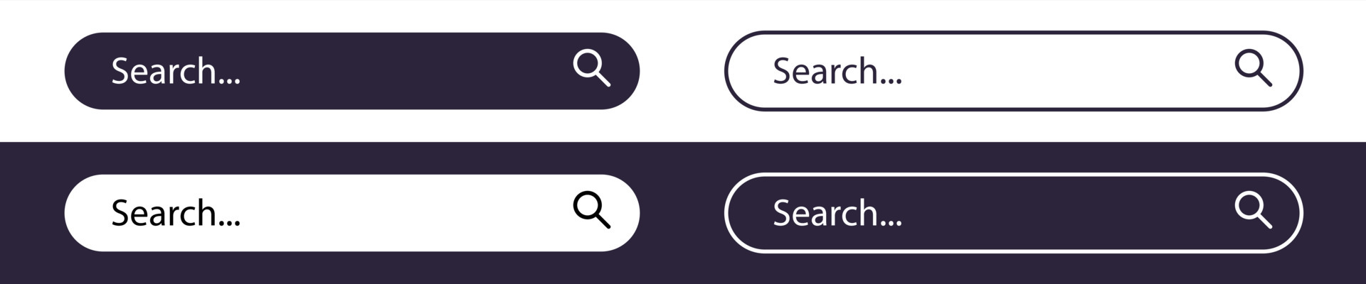 Search bar interface. Search boxes in line and flat design. Dark and ...