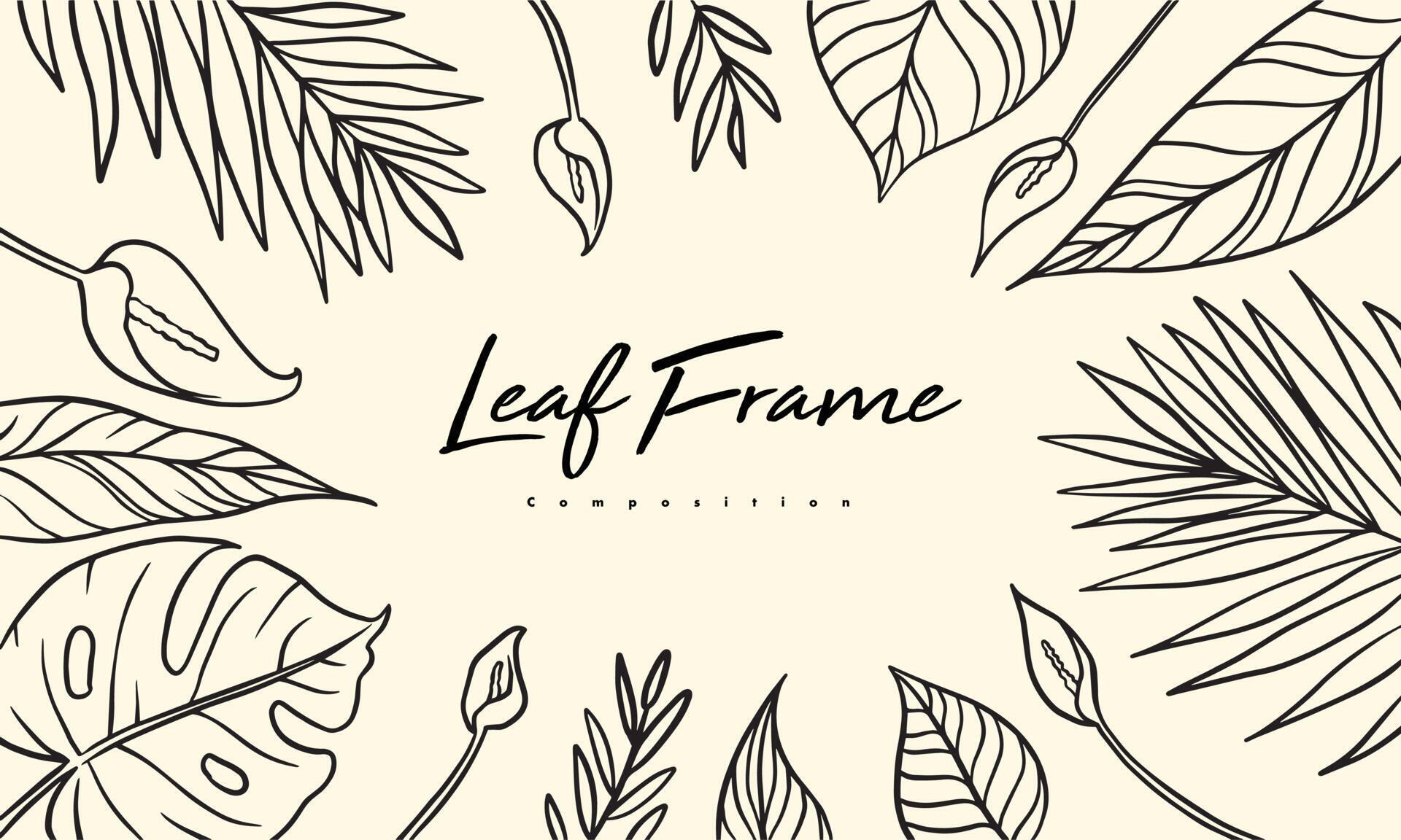 Set Of Hand Drawn Leaf Vector Illustration Flower Lineart Isolated