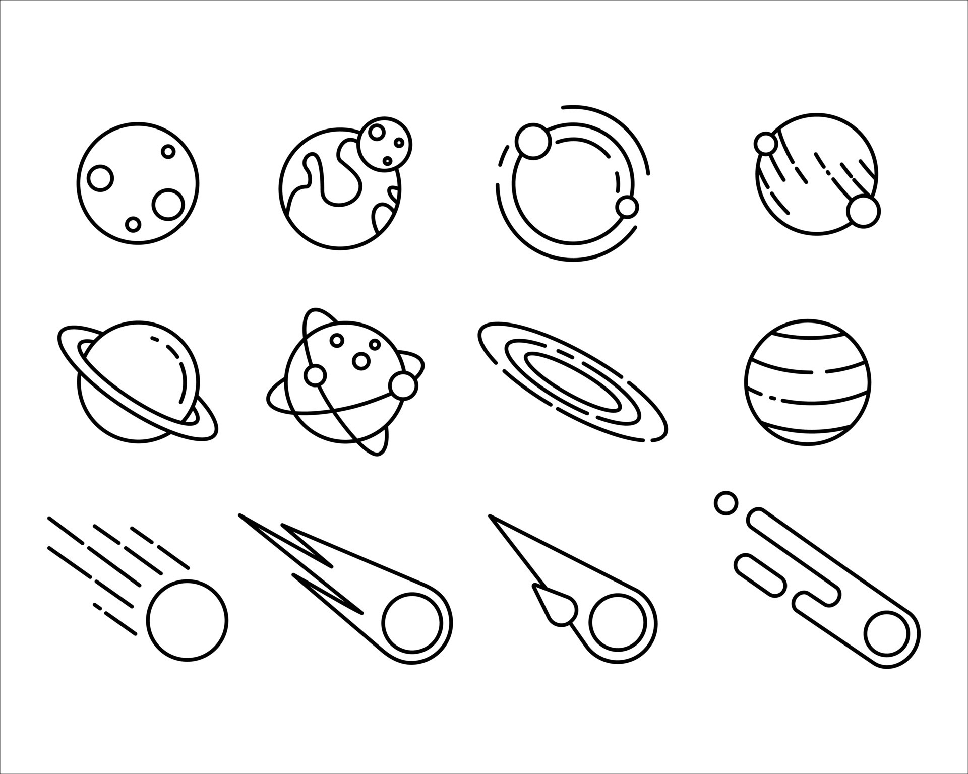 Outer Space Clipart Black And White