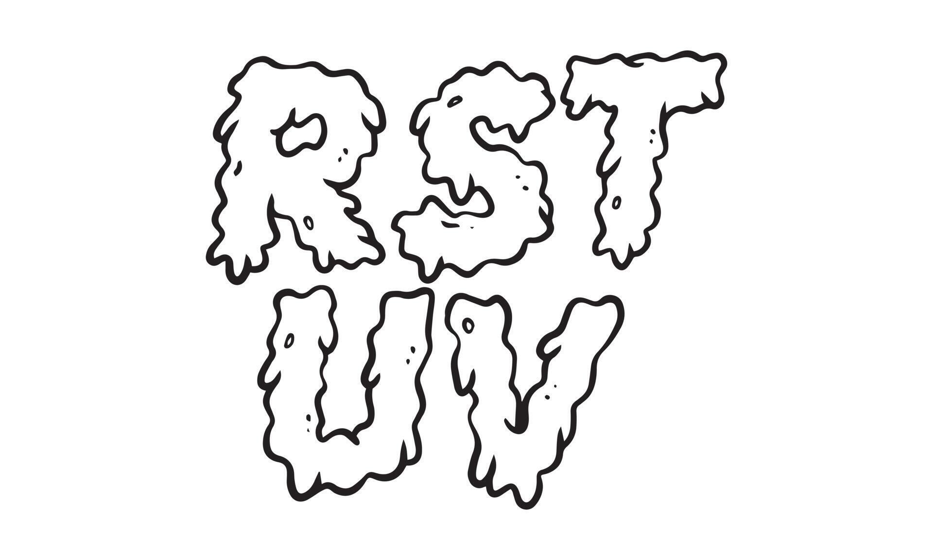Melting Alphabet Illustration Grime Art Text Effect For Design Hand Drawn Vector Font With
