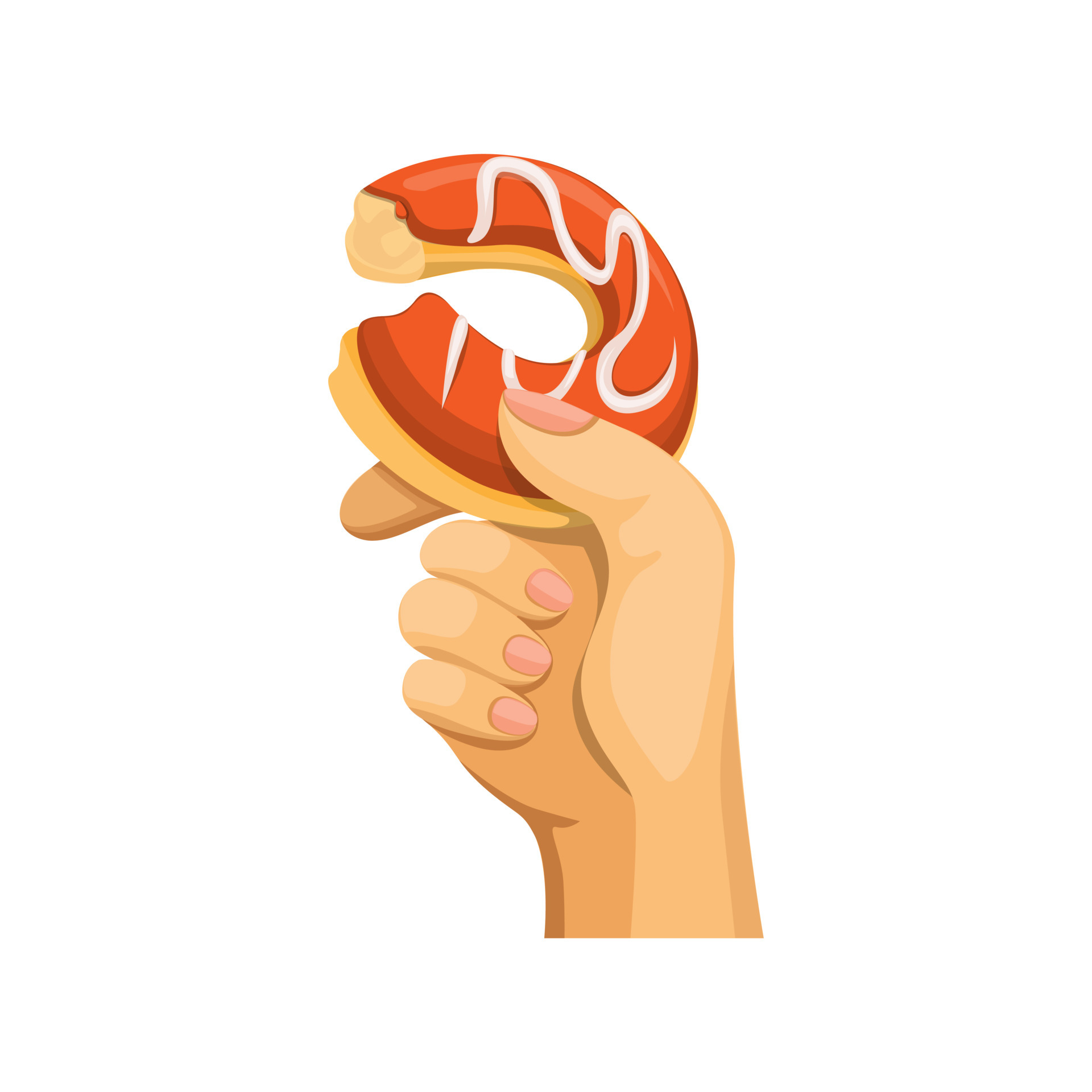 Hand hold bite donut in cartoon illustration vector isolated in white ... Hand hold bite donut in cartoon illustration vector isolated in white ...