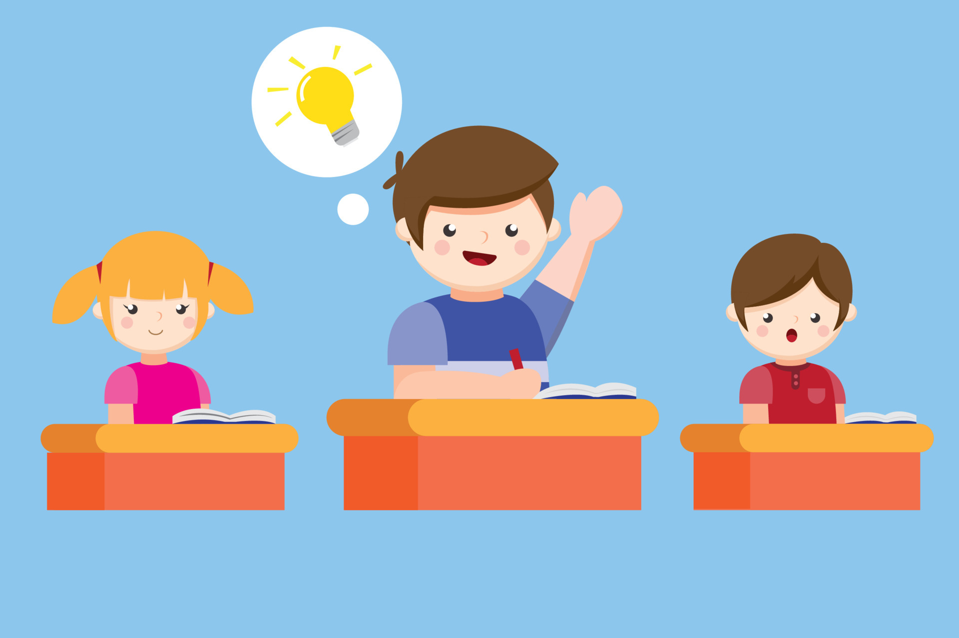 Smart Child Hands Up Ready To Answer A Question Idea Flat smart-child-hands-up-ready-to-answer-a-question-idea-flat