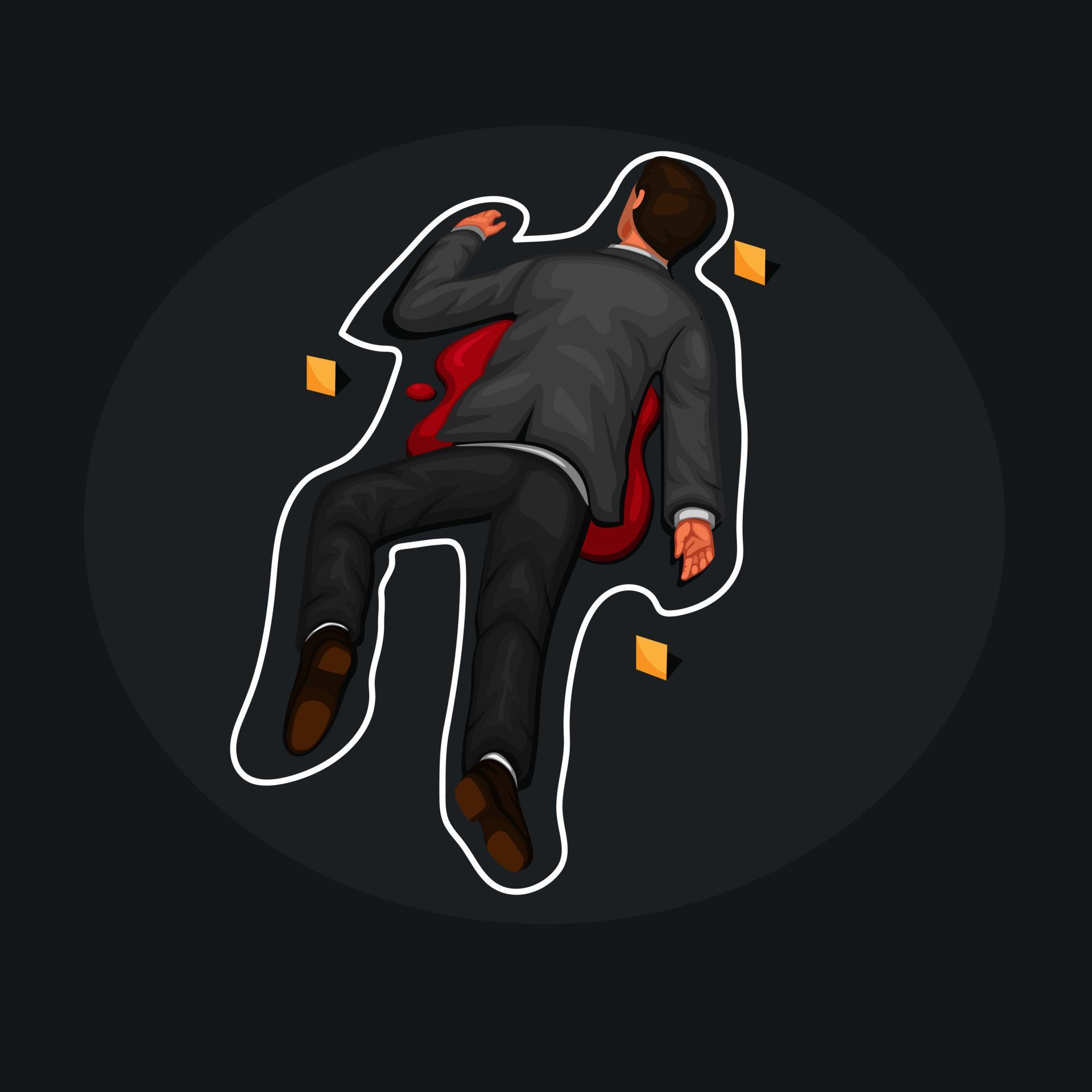 Hombre muerto en la víctima del asesino del piso, vector de ilustración ... Hombre muerto en la víctima del asesino del piso, vector de ilustración ...