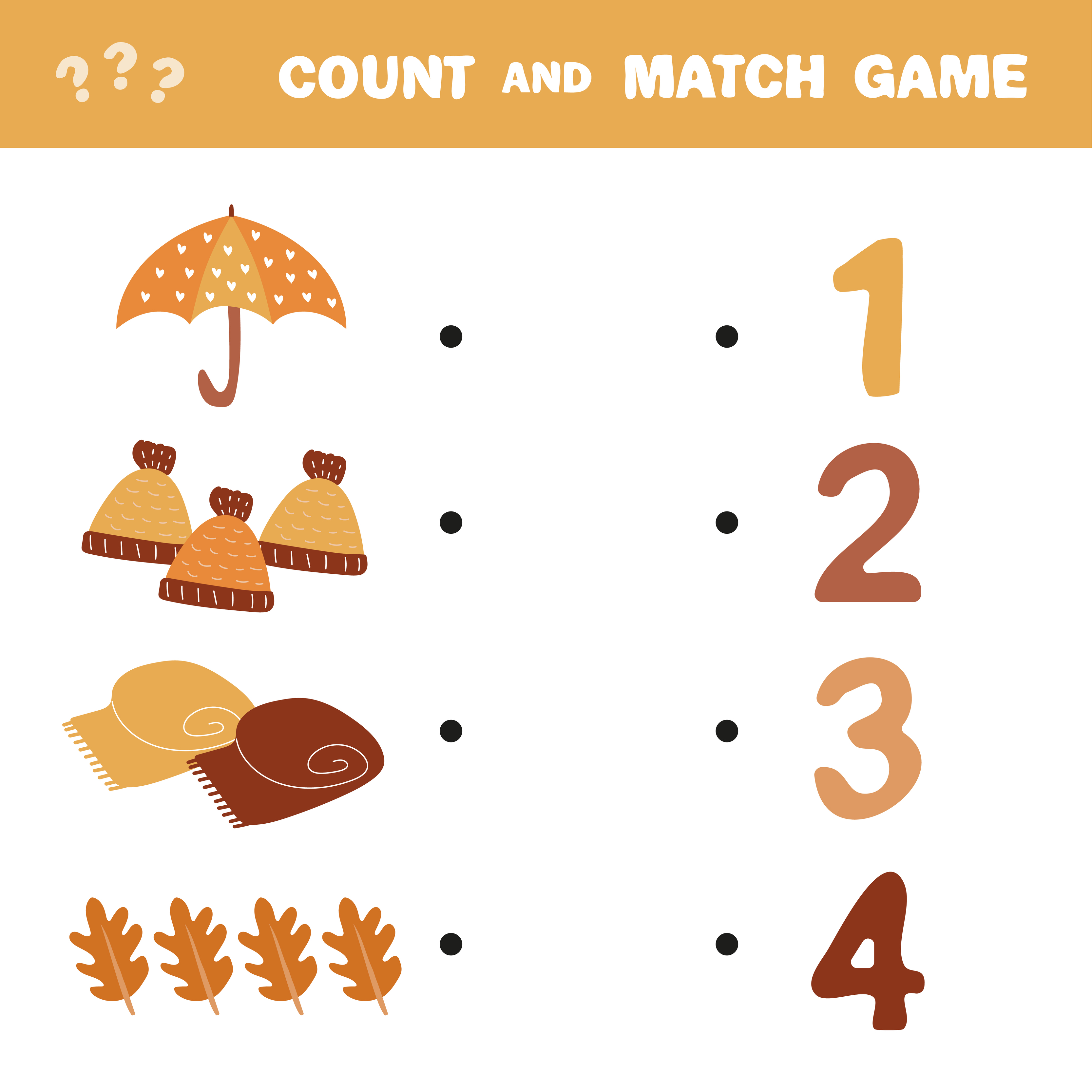 cuenta y empareja el juego. cuente la cantidad de artículos de otoño y ...