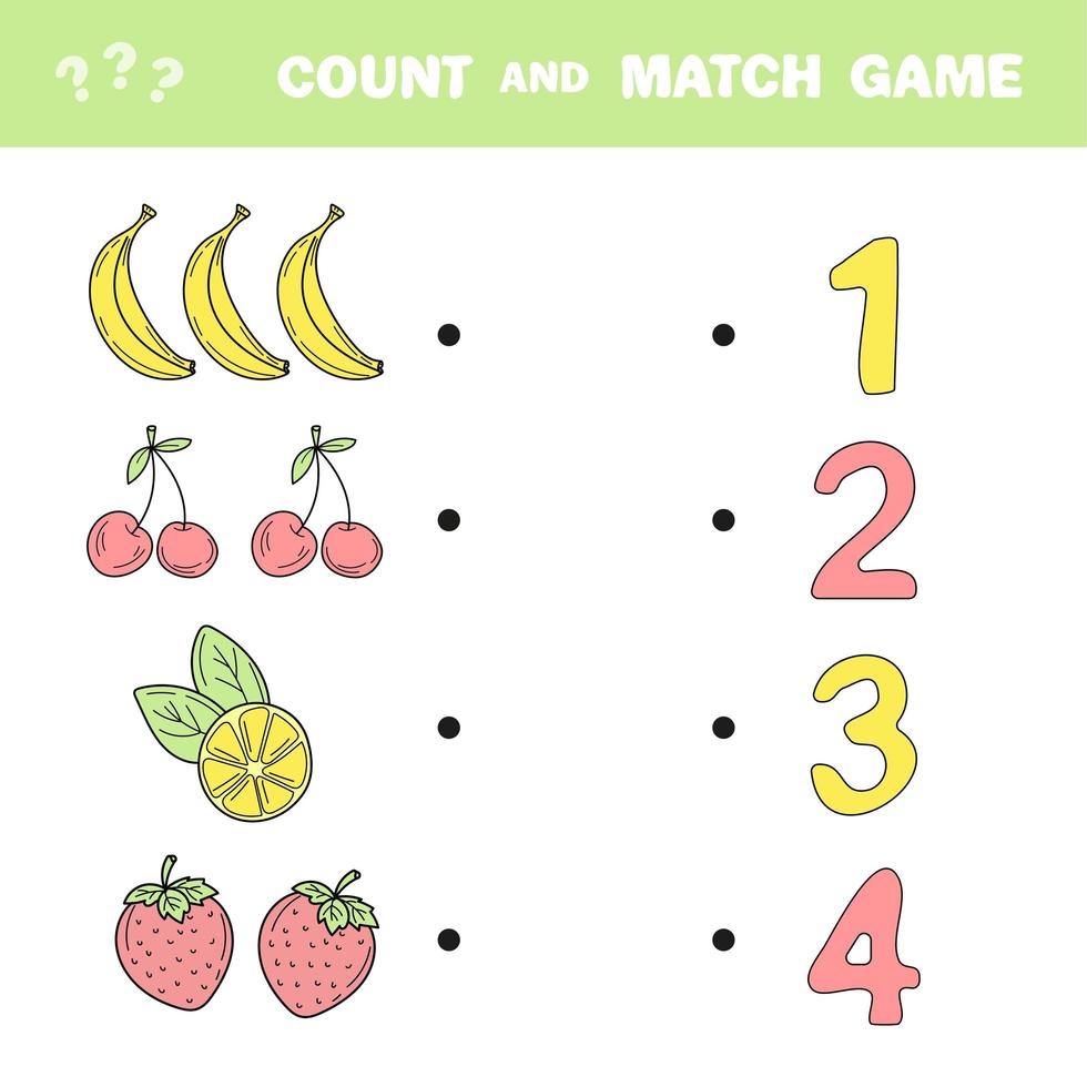 cuenta y empareja el juego. contar la cantidad de frutas y emparejar ...