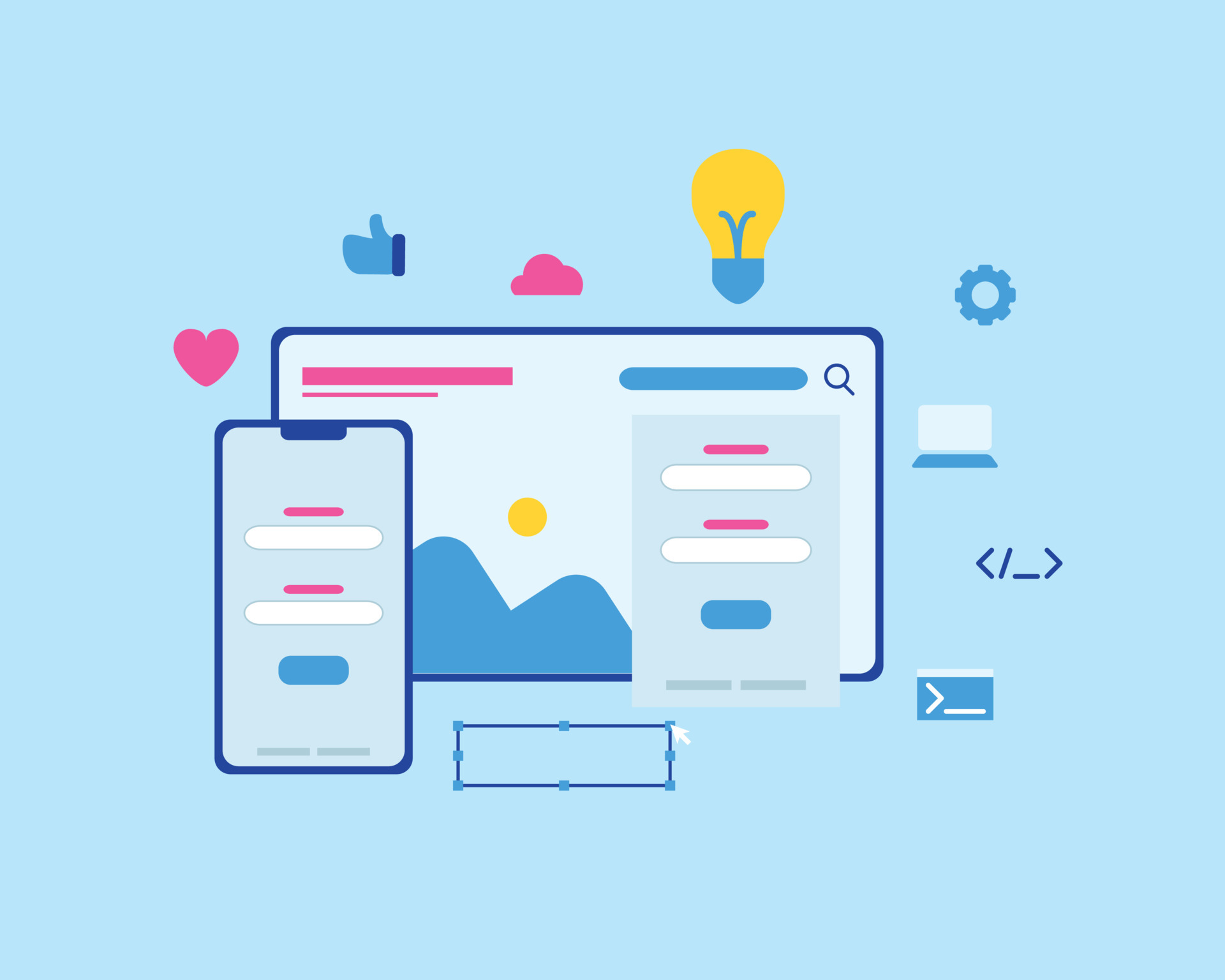 website development concept with thin line style and various icon set ...