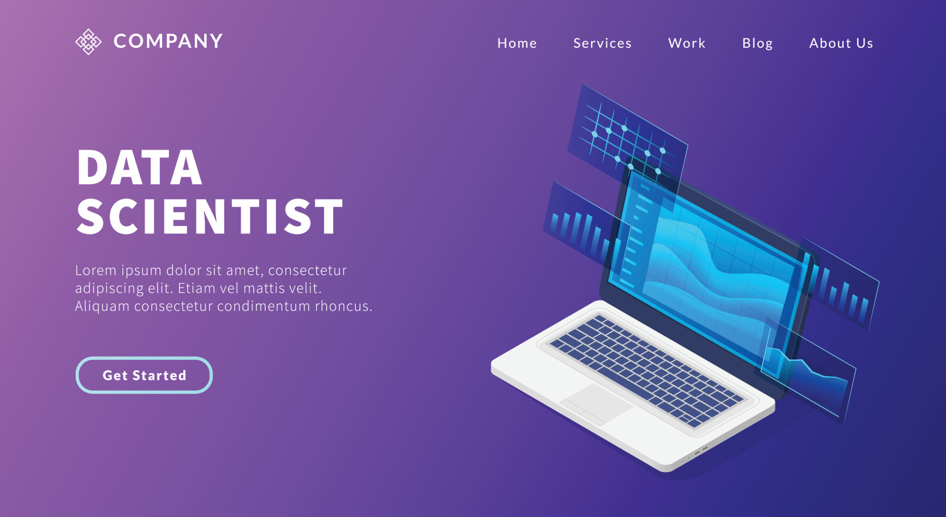 data scientist concept with laptop and some graph and chart to analyze ...