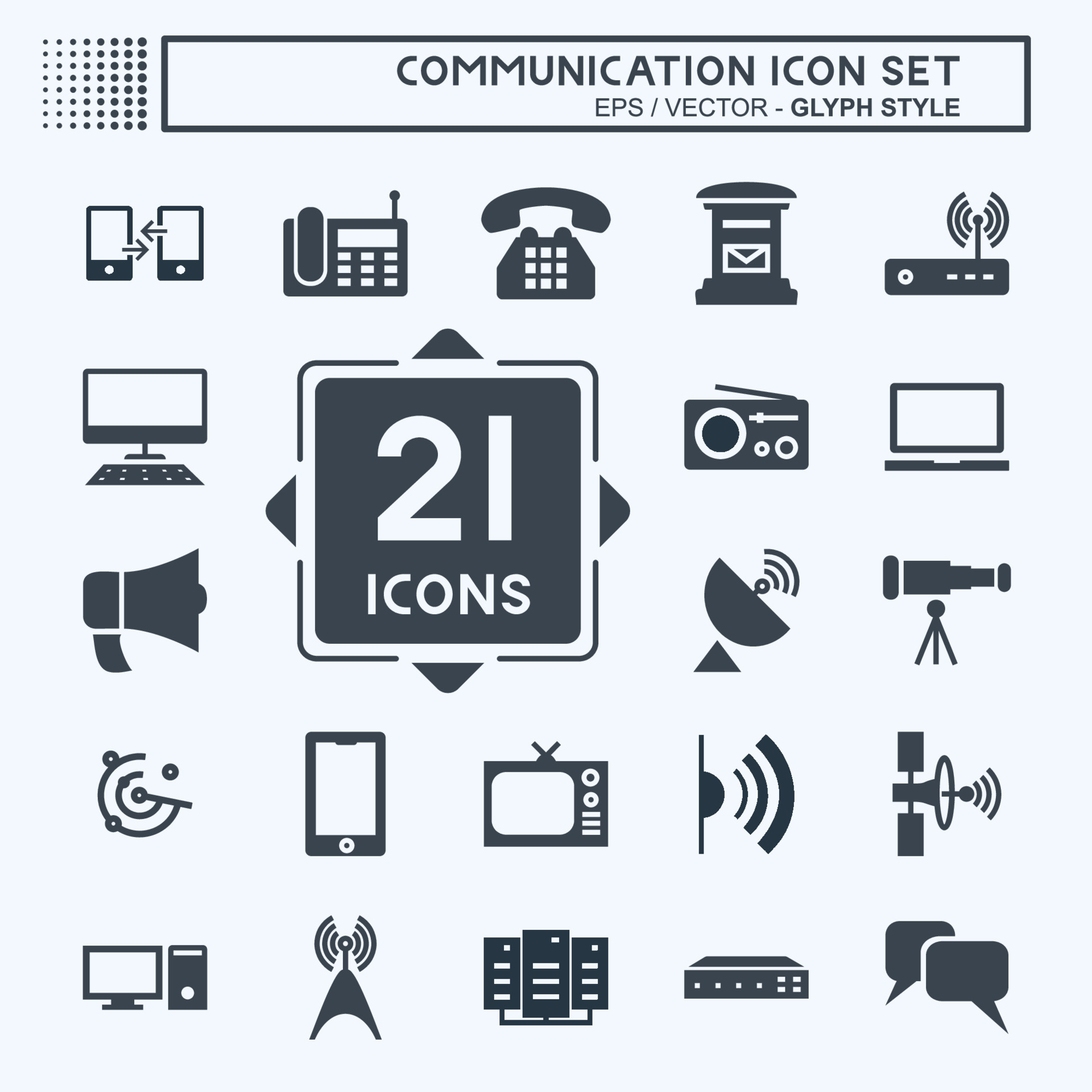 Icon Set Communication Glyph Style Simple Illustration Editable Stroke 4606679 Vector Art At