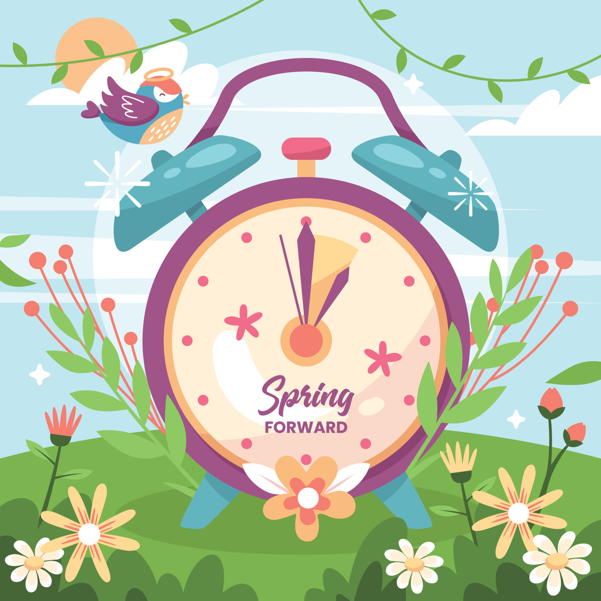 Spring Forward Concept 4607596 Vector Art at Vecteezy
