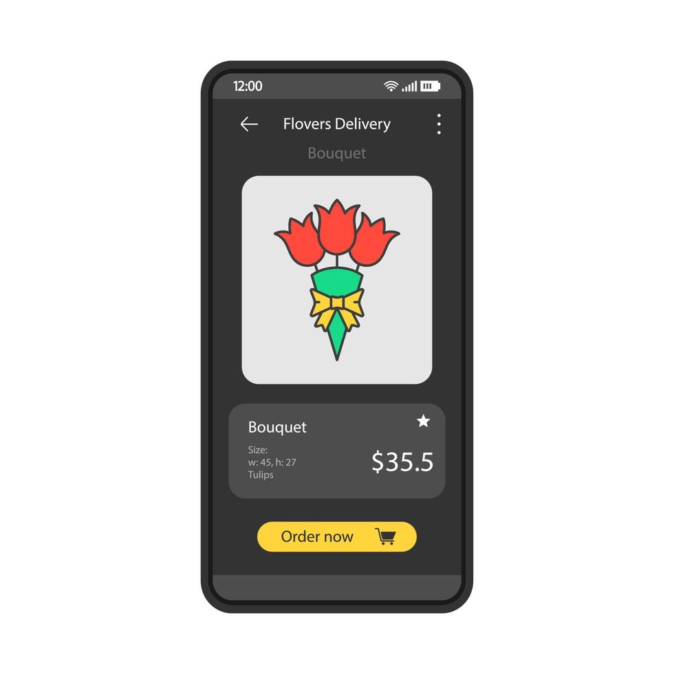 Flowers delivery app interface vector template. Mobile app interface ...