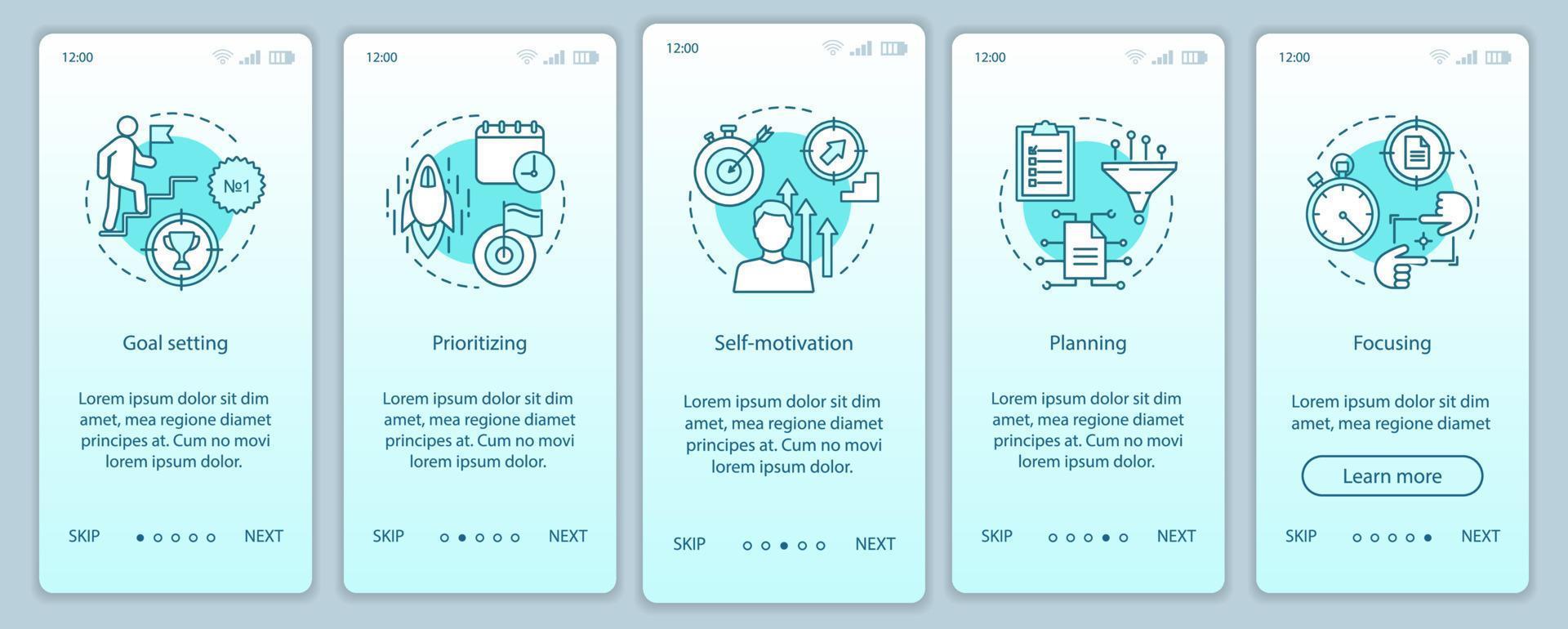 Hr Skills Abilities Onboarding Mobile App Page Screen Vector Template