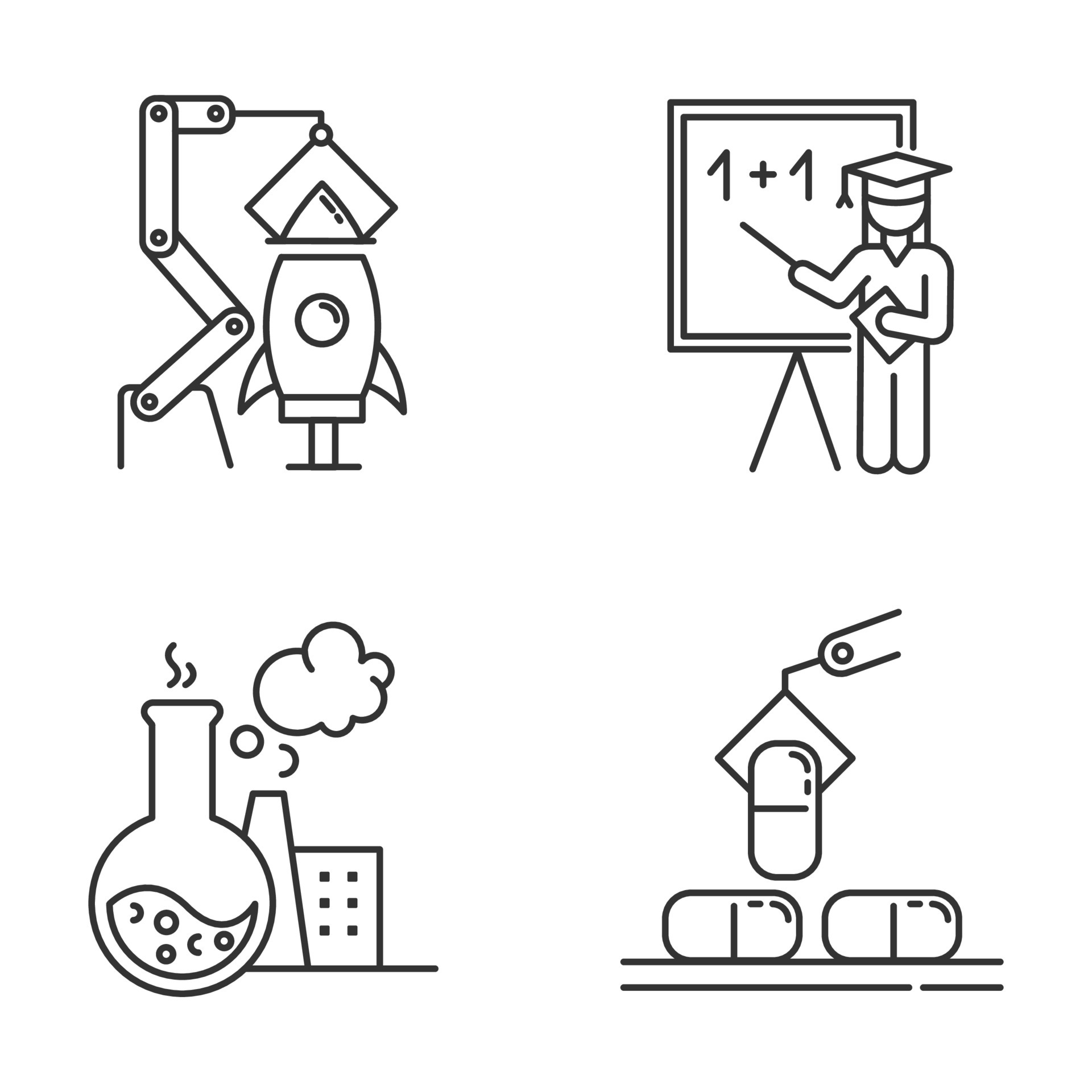 Industry Types Linear Icons Set Goods Services Production Aerospace industry-types-linear-icons-set-goods-services-production-aerospace