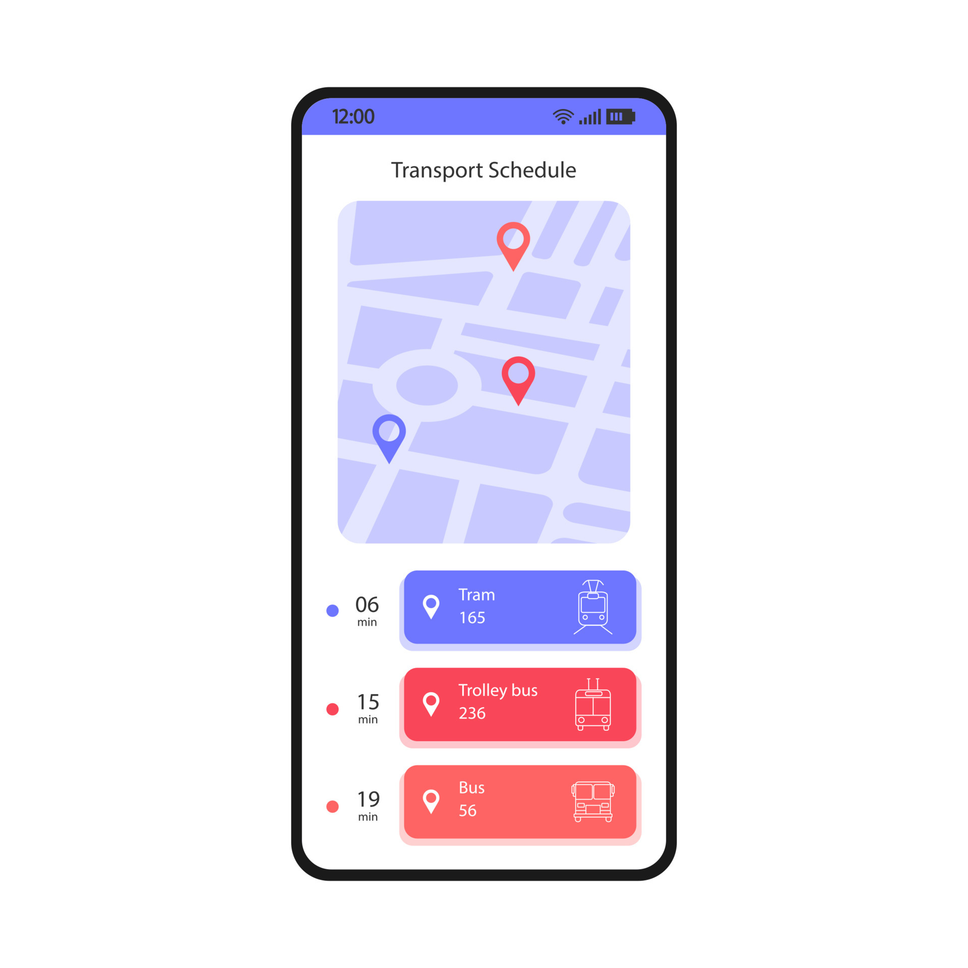 Transport schedule smartphone interface vector template. Mobile app ... Transport schedule smartphone interface vector template. Mobile app ...